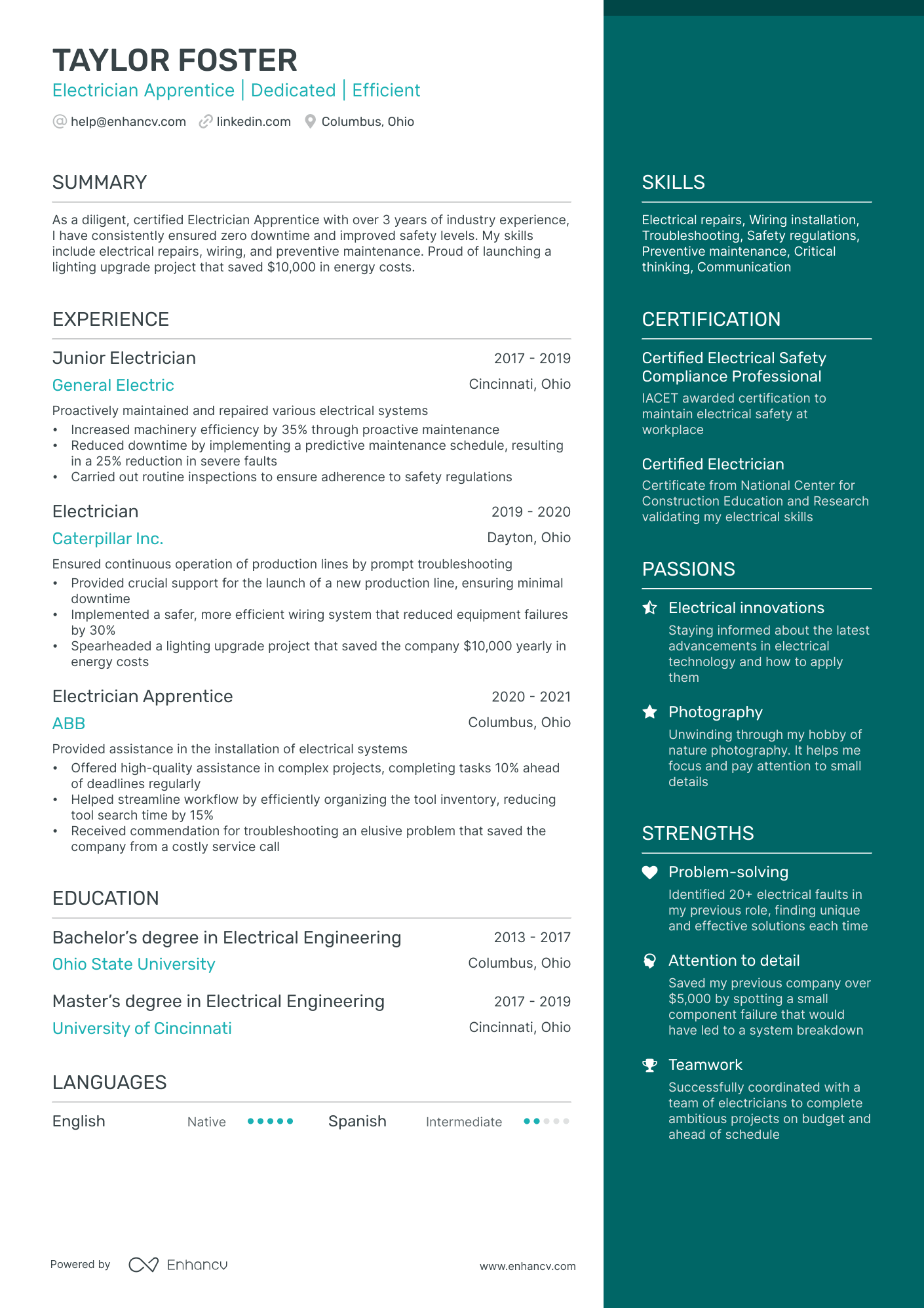 10 Electrician Apprentice Resume Examples & Guide for 2026