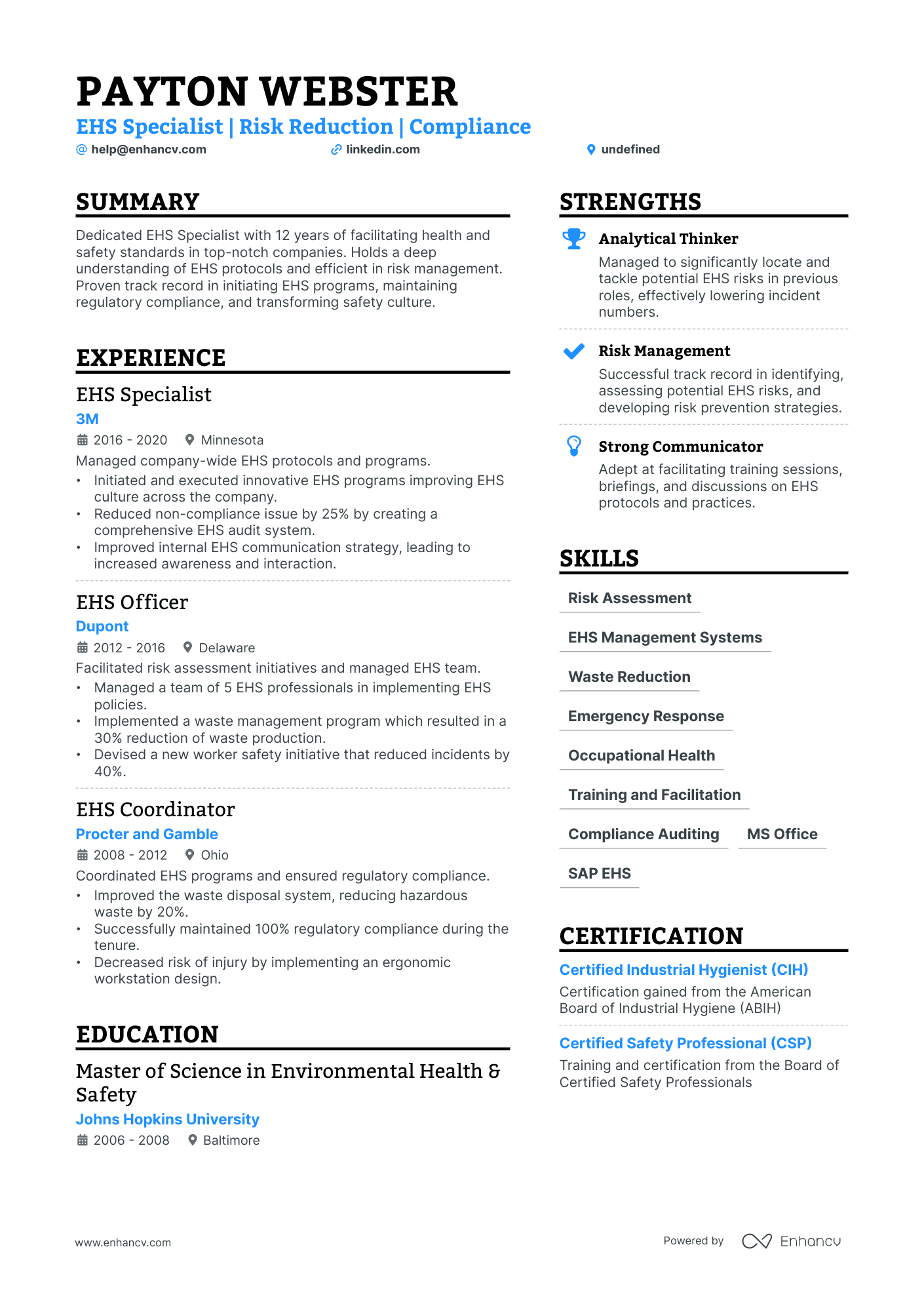 5 EHS Specialist Resume Examples & Guide for 2024