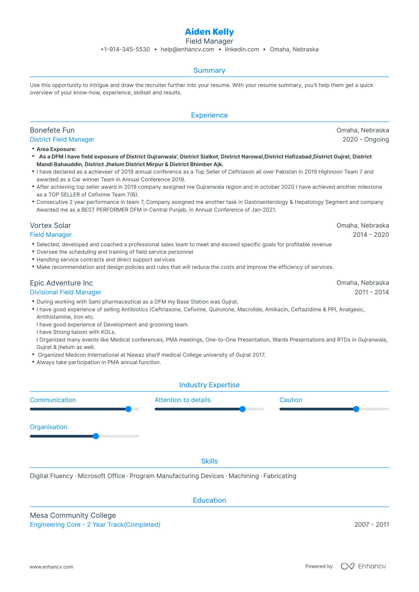 Field Manager Resume Examples & Guide for 2023 (Layout, Skills ...