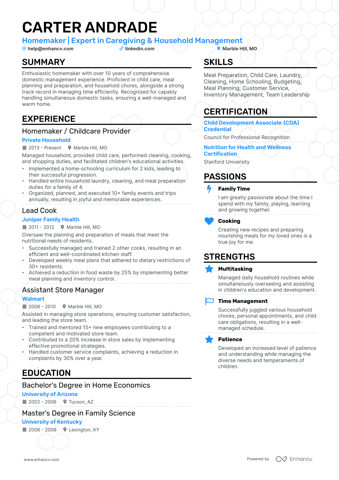 10 Homemaker Resume Examples & Guide for 2025