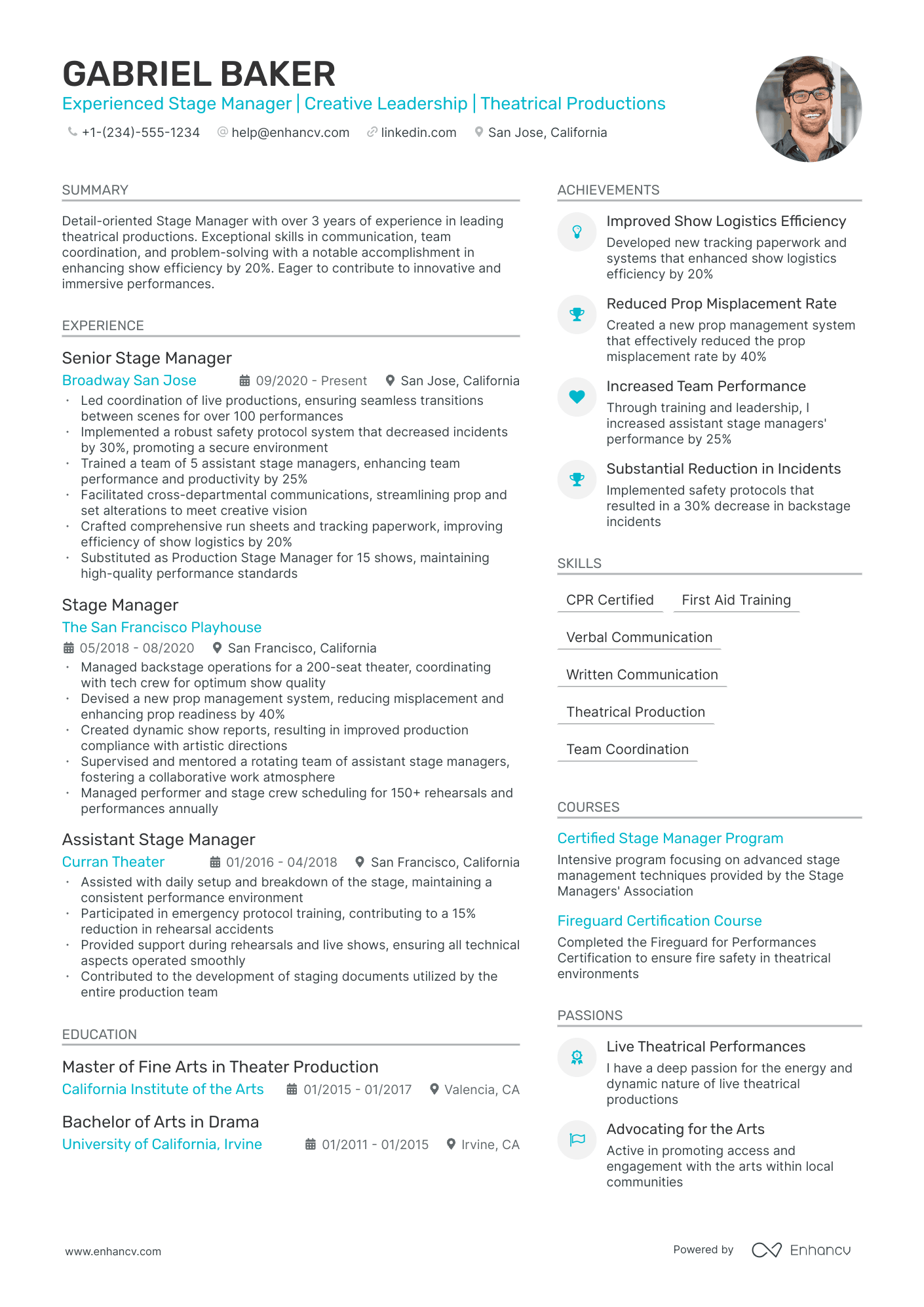 5 Stage Manager Resume Examples & Guide for 2024