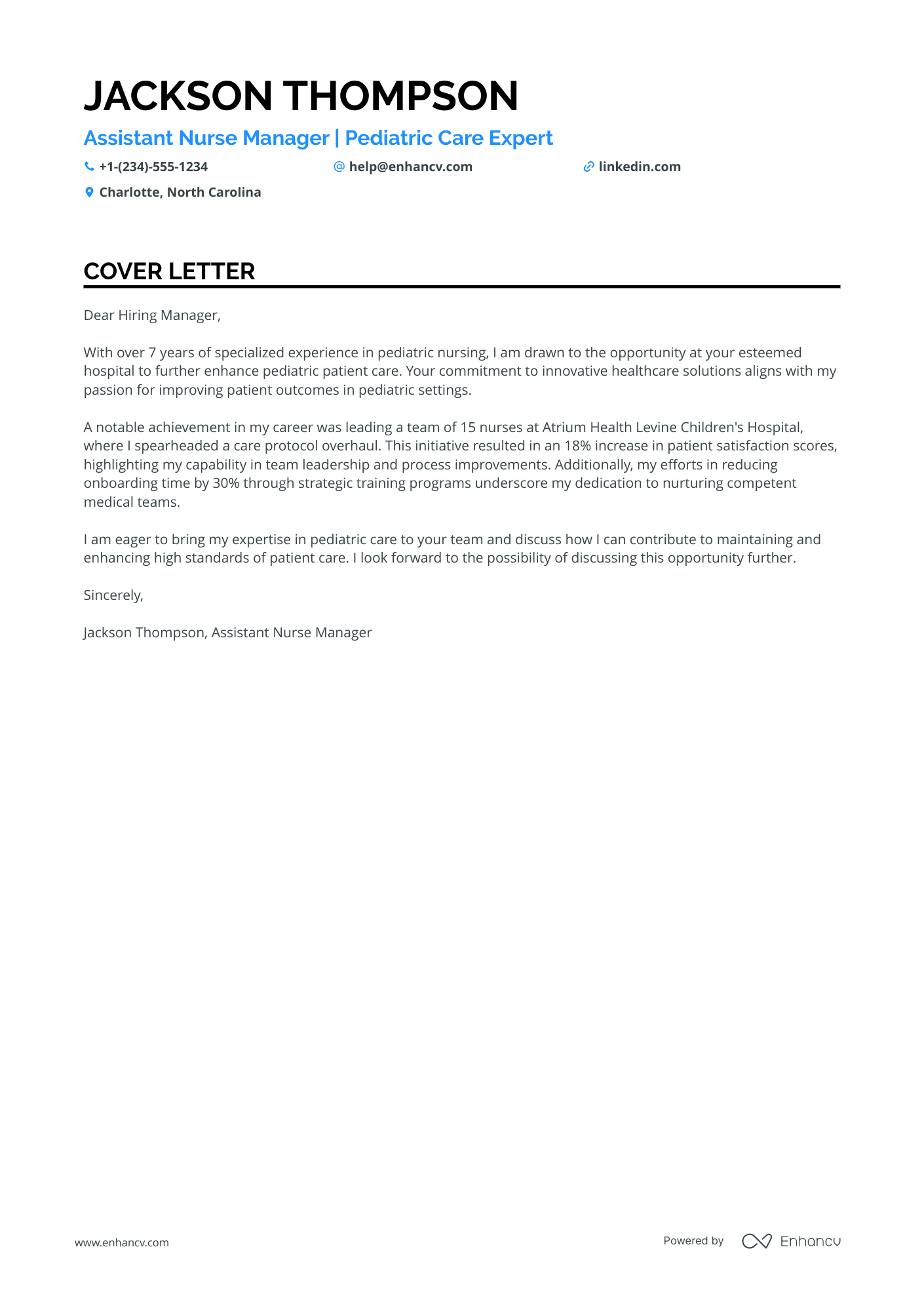 5 Professional Nurse Manager Cover Letter Examples and Template for ...