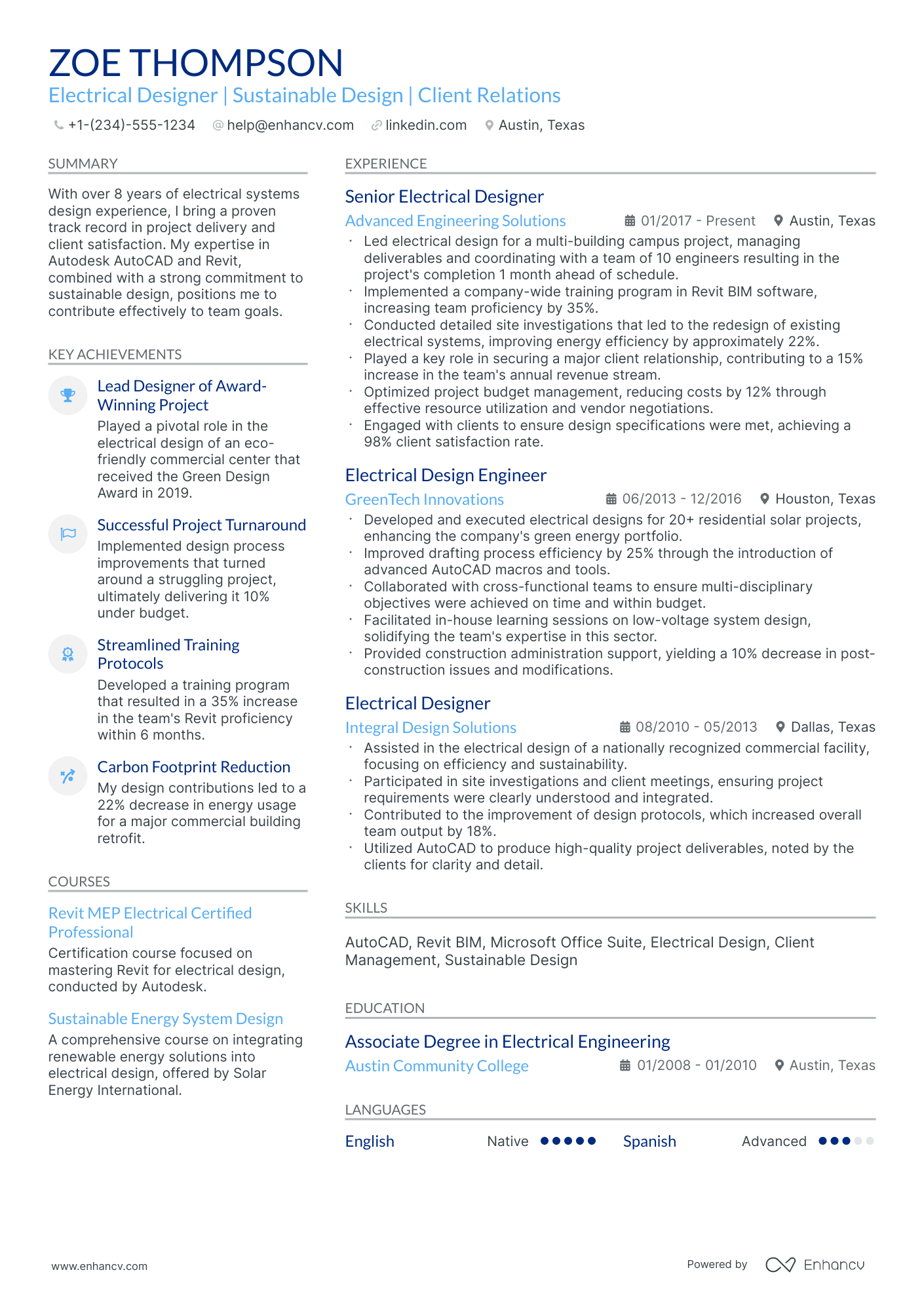 10 Electrical Designer Resume Examples & Guide for 2026