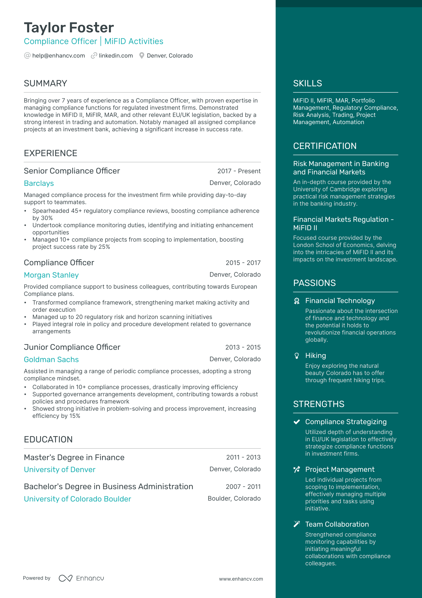 10 Compliance Officer Resume Examples & Guide for 2026