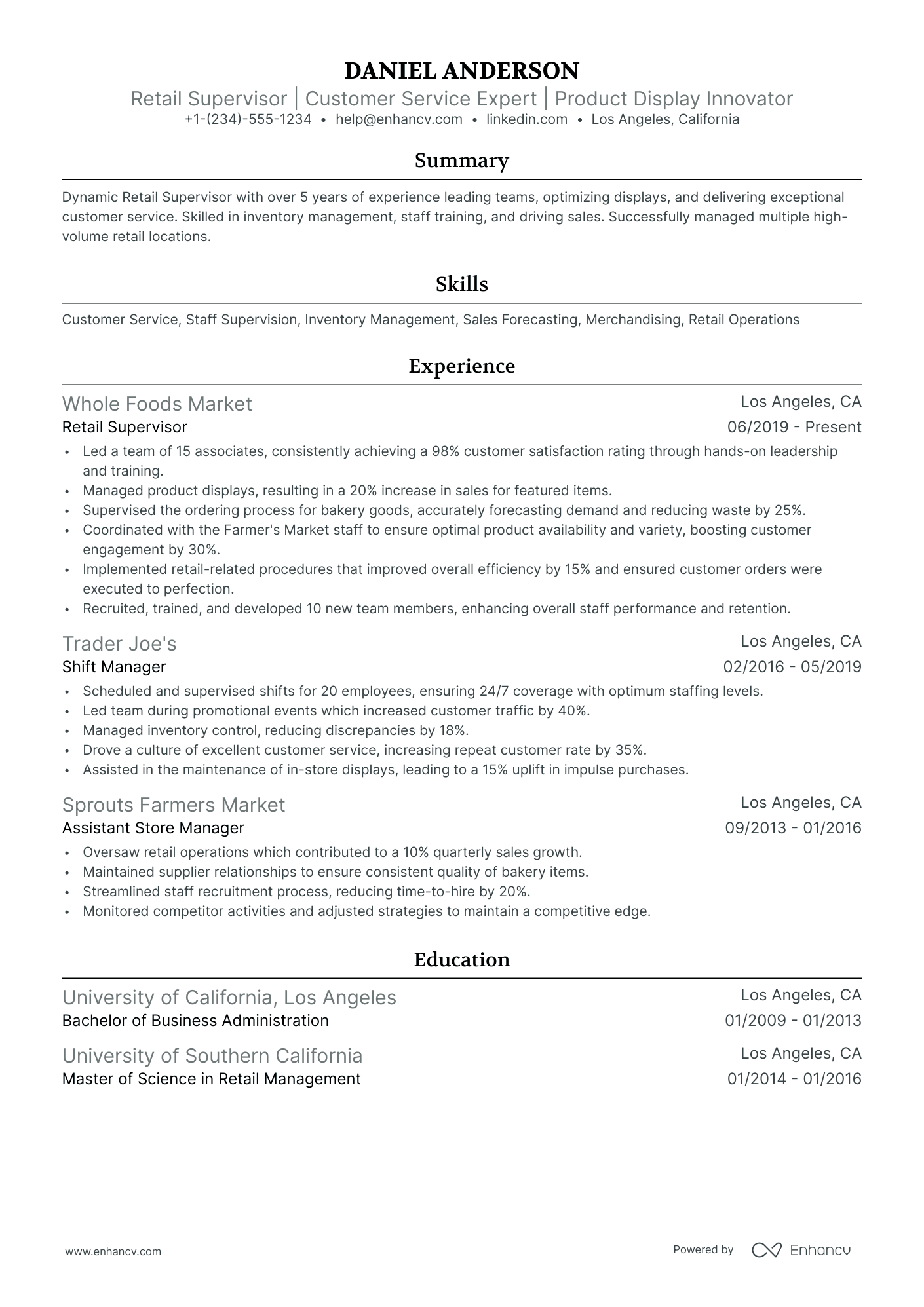 10 Retail Sales Supervisor Resume Examples & Guide for 2026