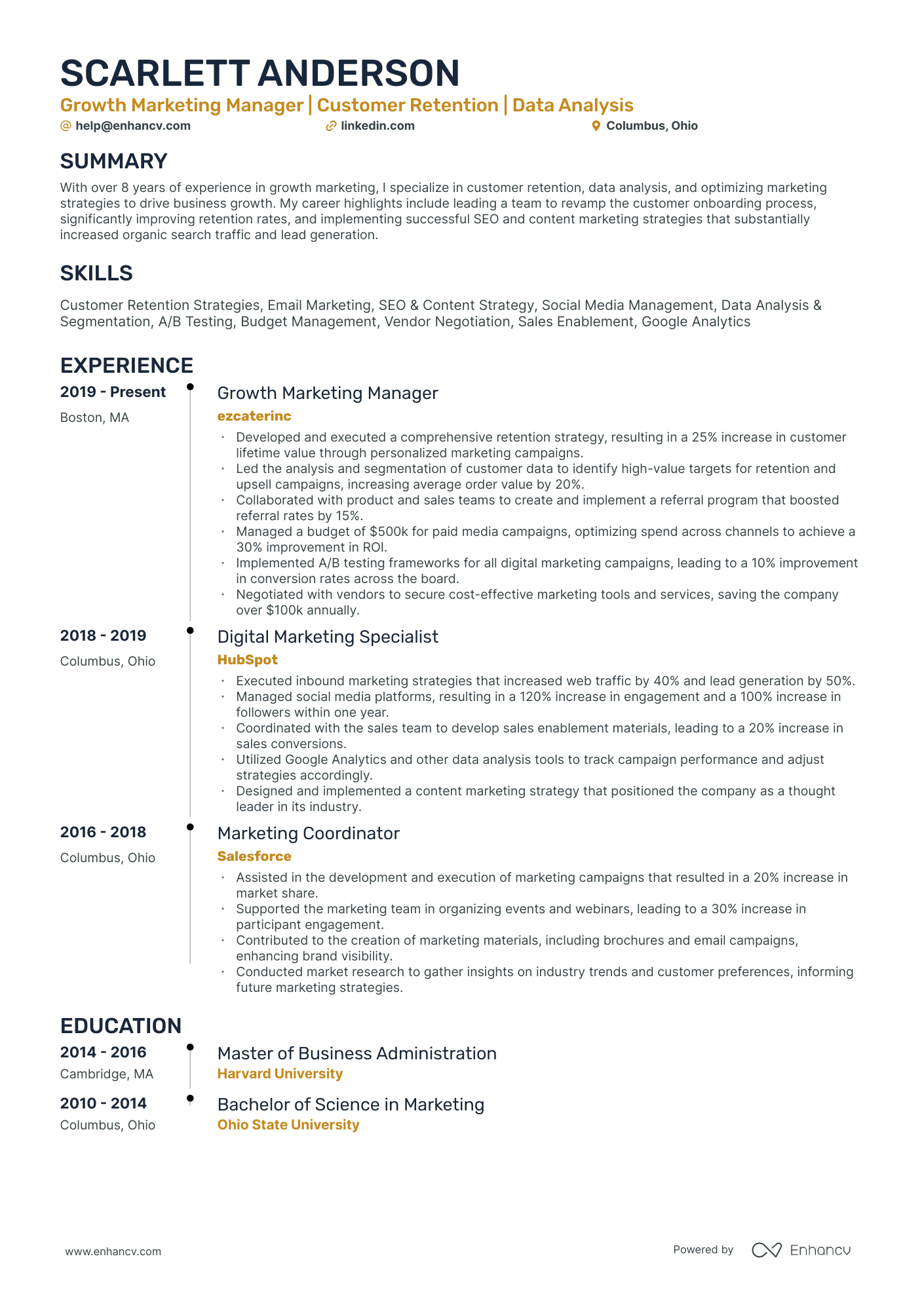 10 Growth Marketing Resume Examples & Guide for 2026