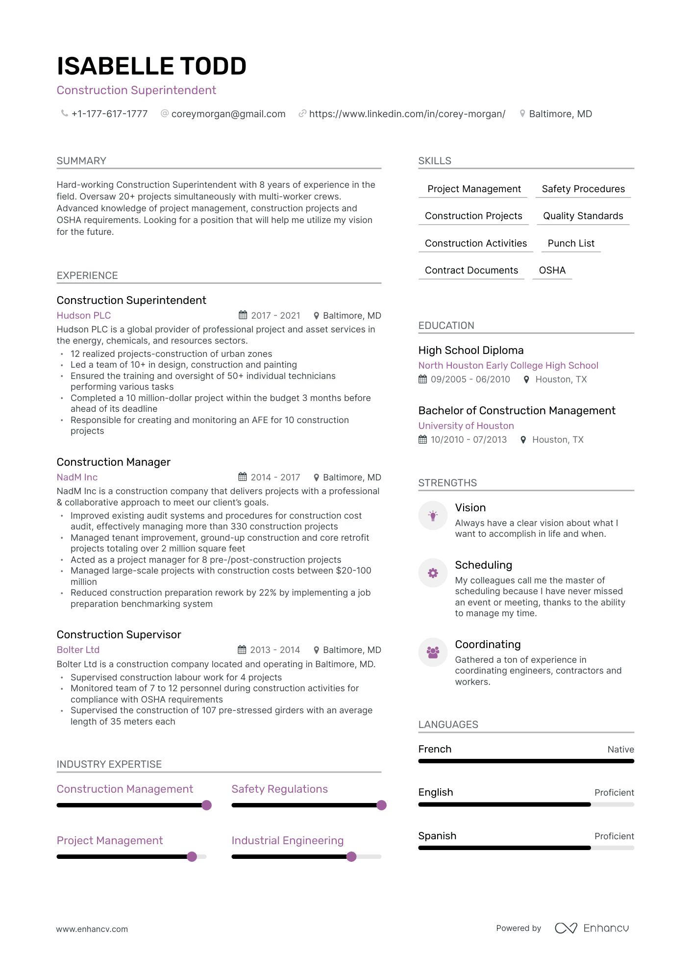 5 Construction Superintendent Resume Examples & Guide for 2024