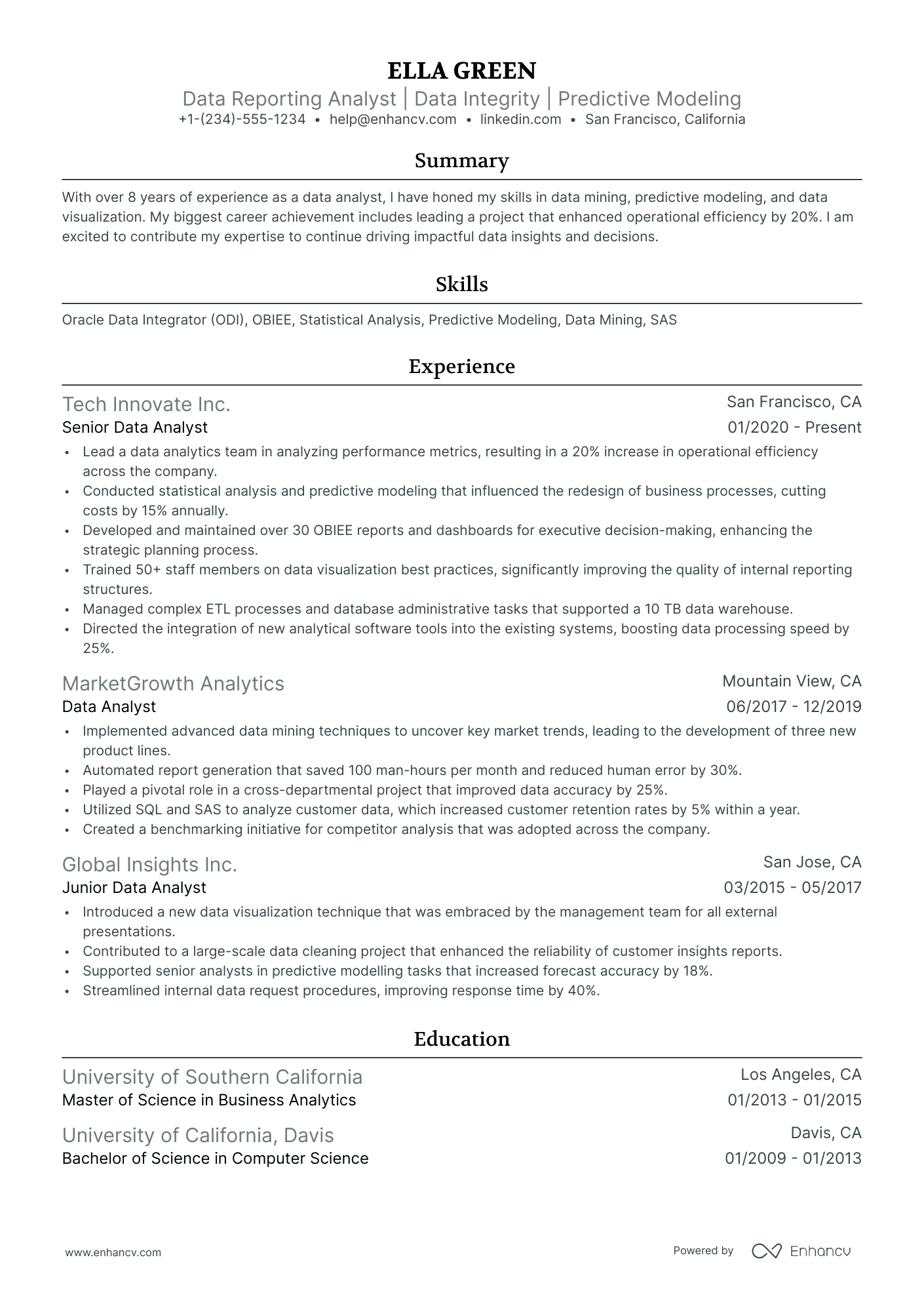 10 Data Reporting Analyst Resume Examples & Guide for 2025