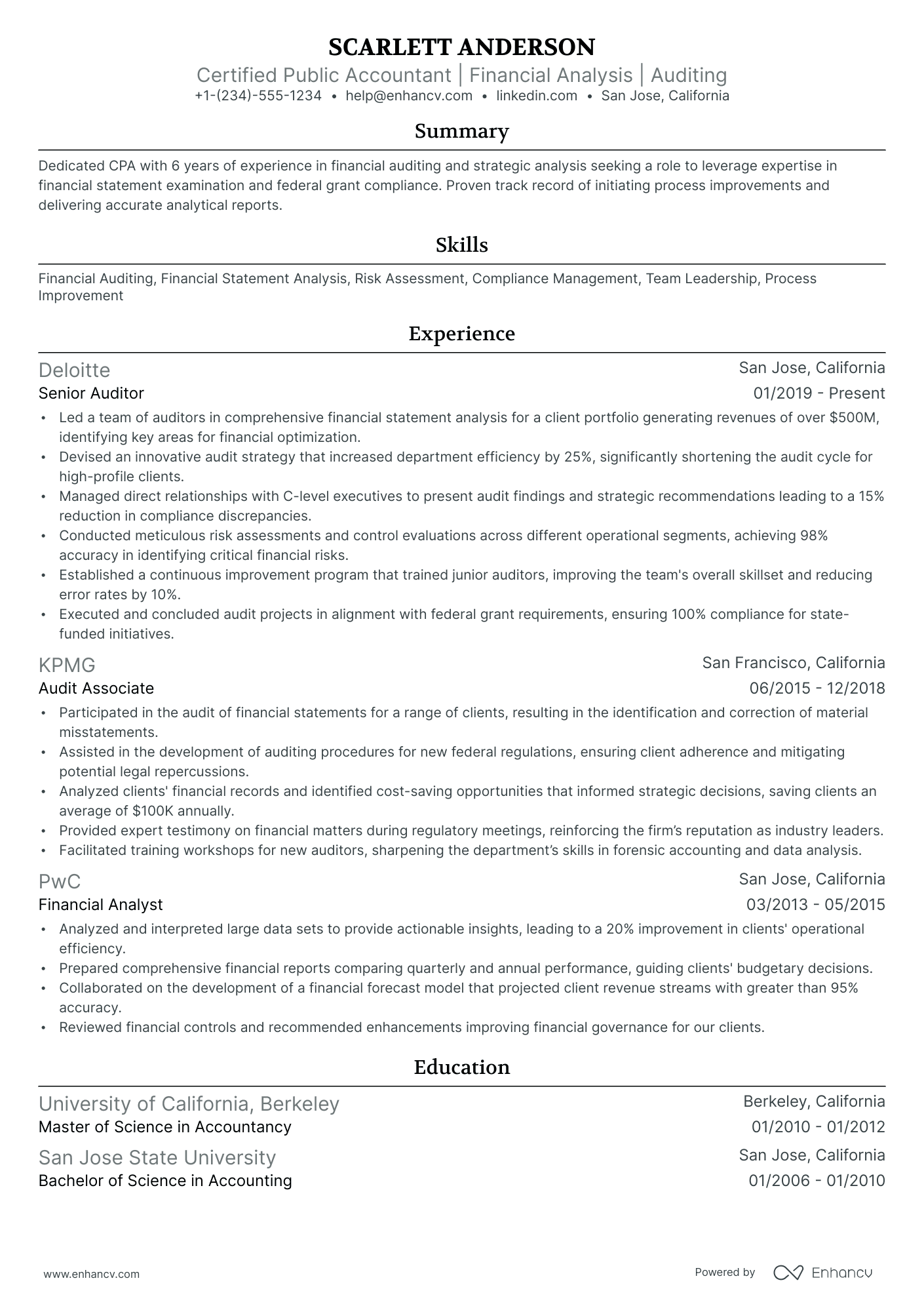 10 Financial Auditor Resume Examples & Guide for 2026