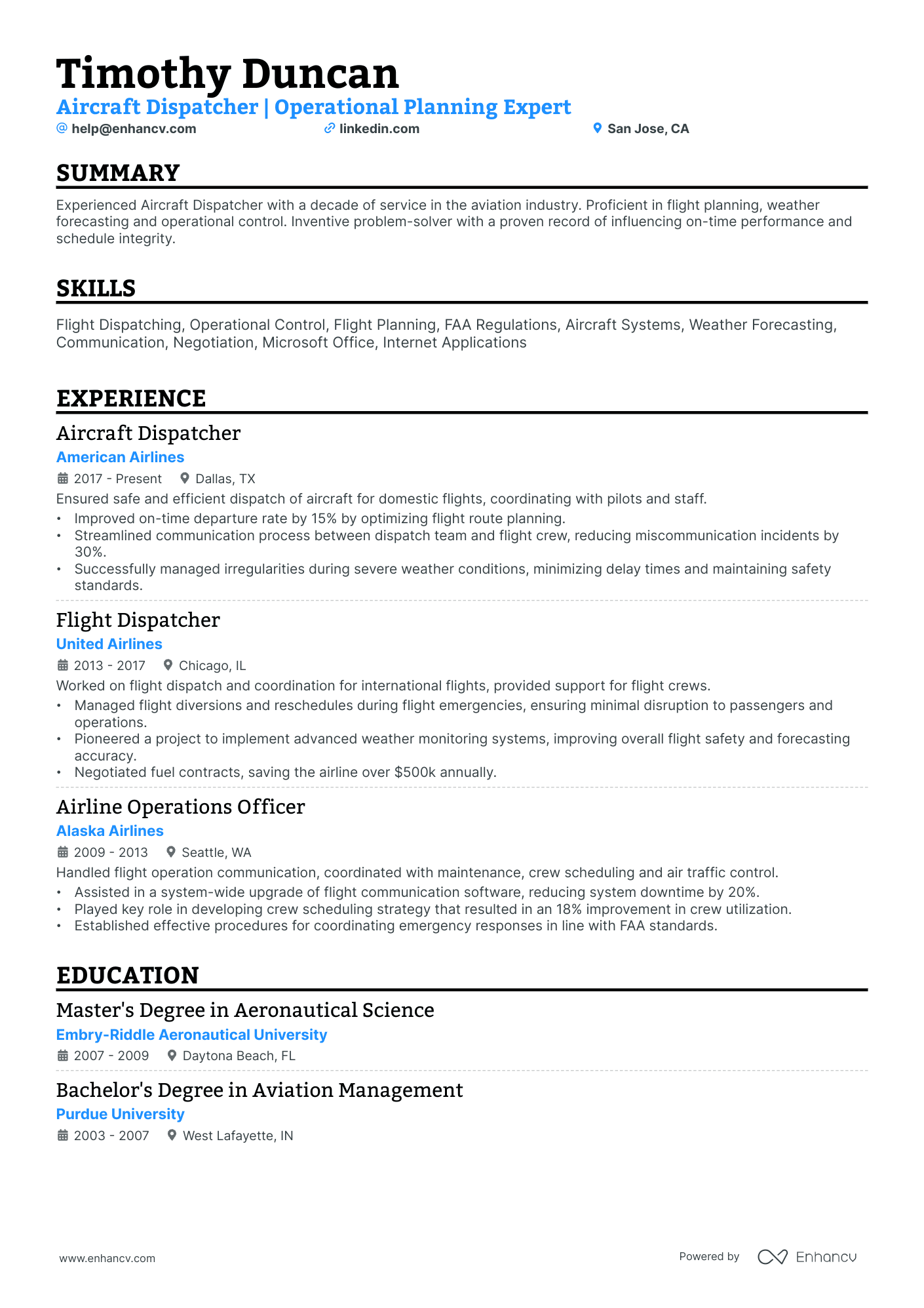 10 Aircraft Dispatcher Resume Examples & Guide for 2026
