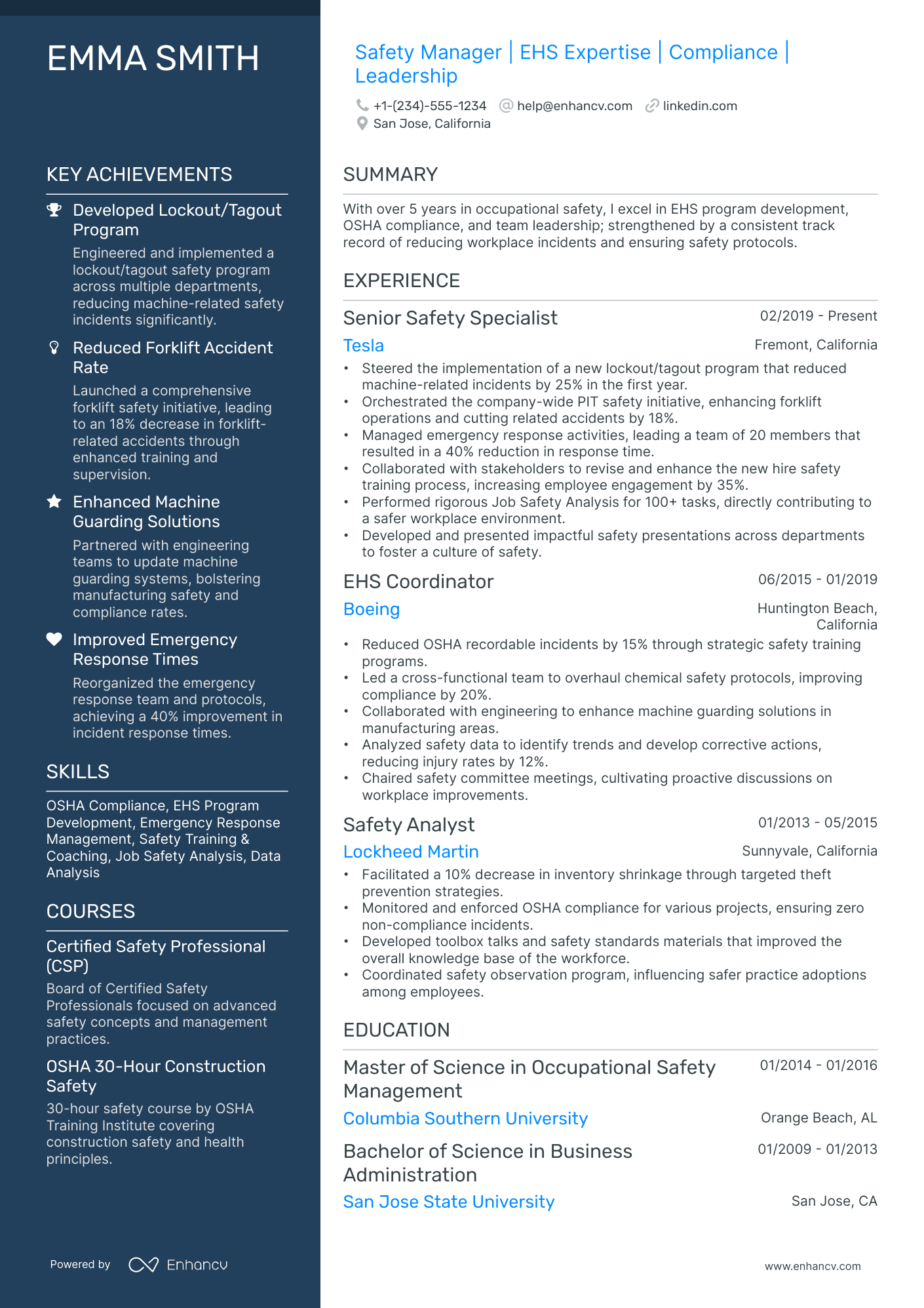 10 Safety Manager Resume Examples & Guide for 2026