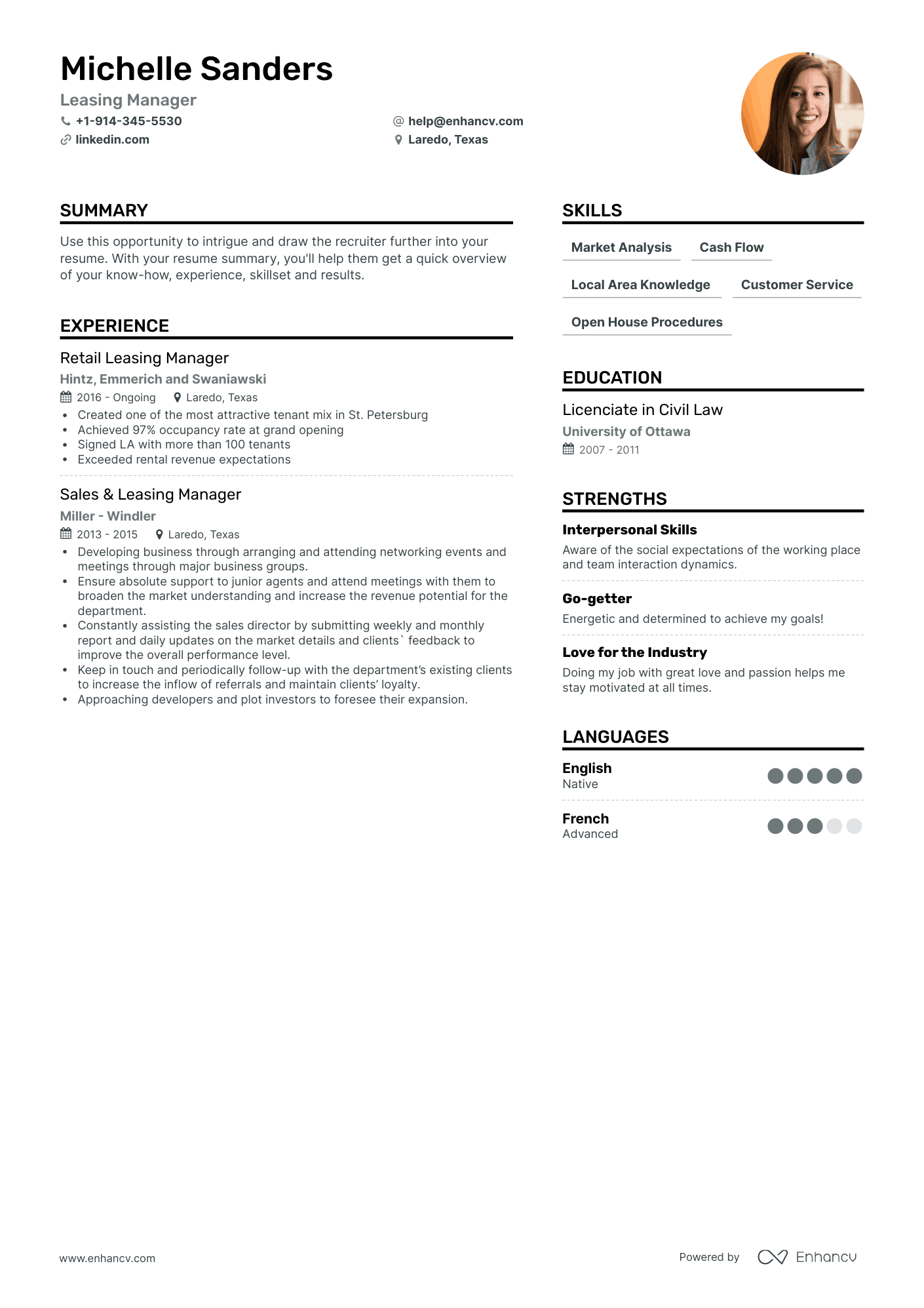 Leasing Manager Resume Examples & Guide for 2023 (Layout, Skills ...