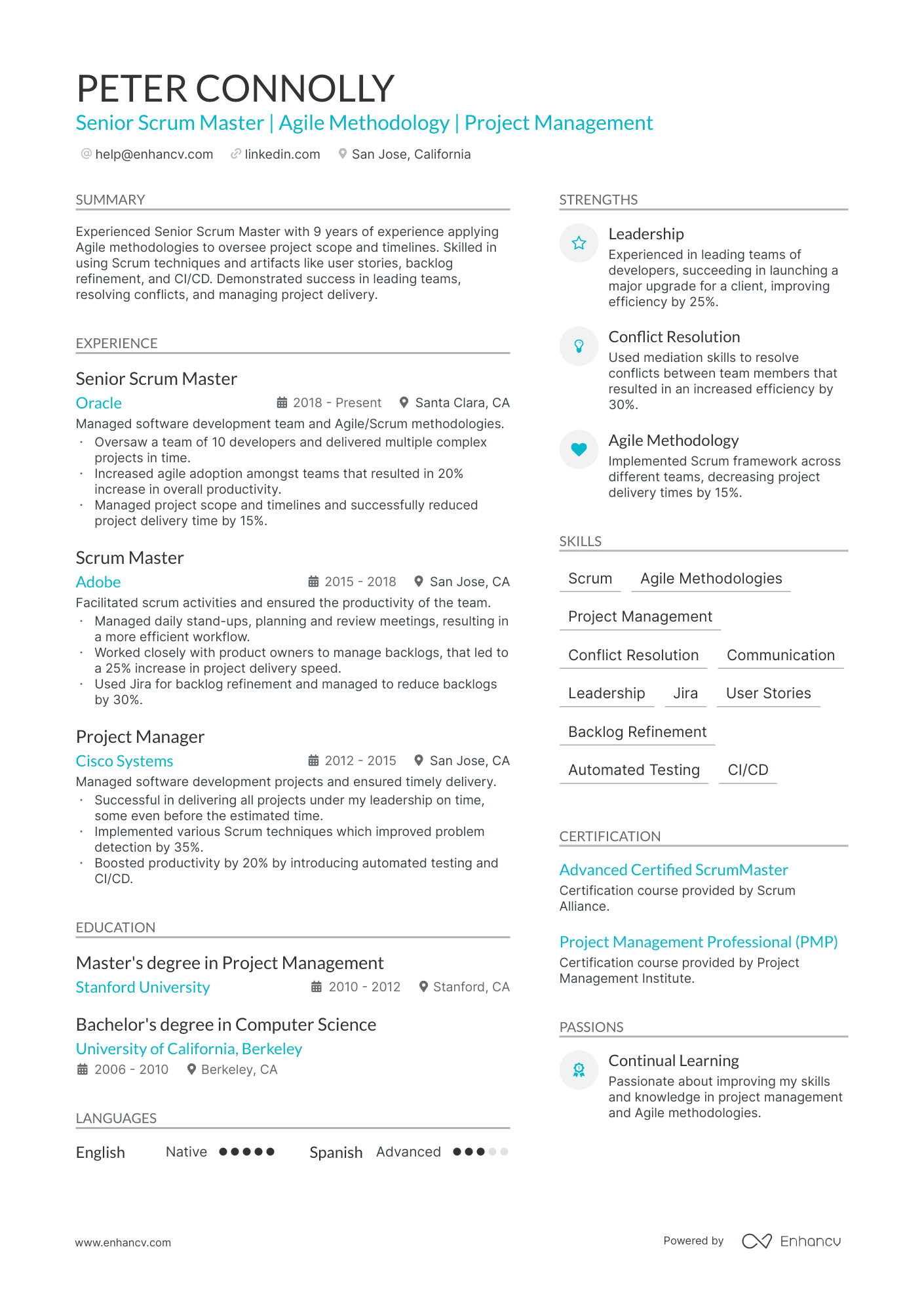 5 Senior Scrum Master Resume Examples & Guide for 2024