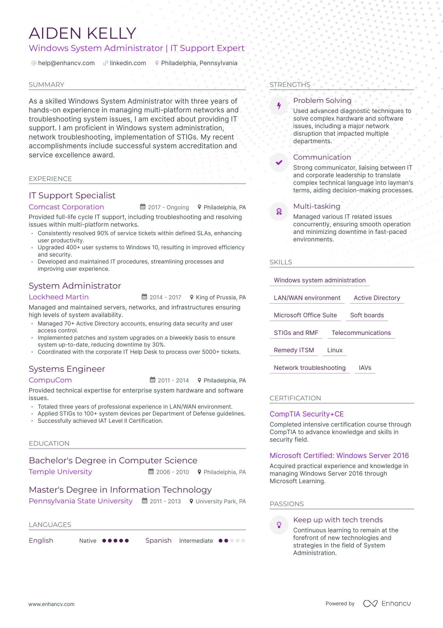 5 Windows System Administrator Resume Examples & Guide for 2024