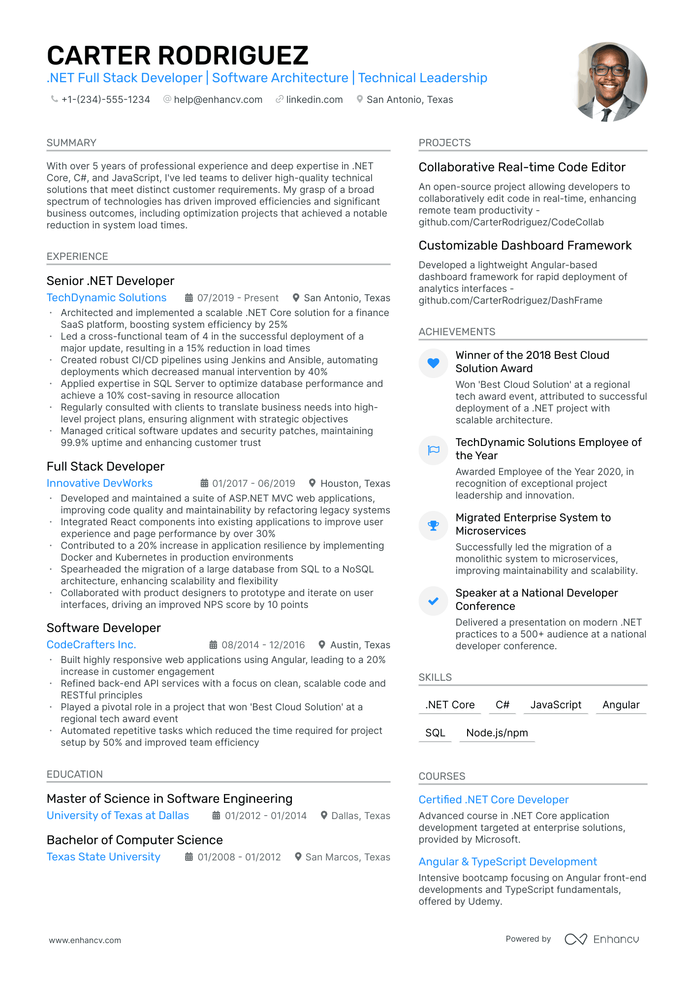 5 .Net Full Stack Developer Resume Examples & Guide for 2024