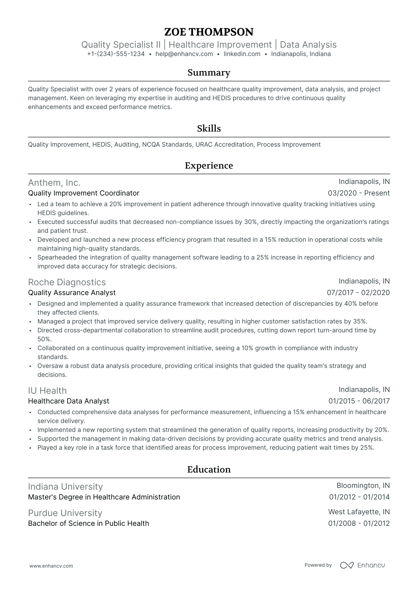 10 Quality Specialist Resume Examples & Guide for 2025
