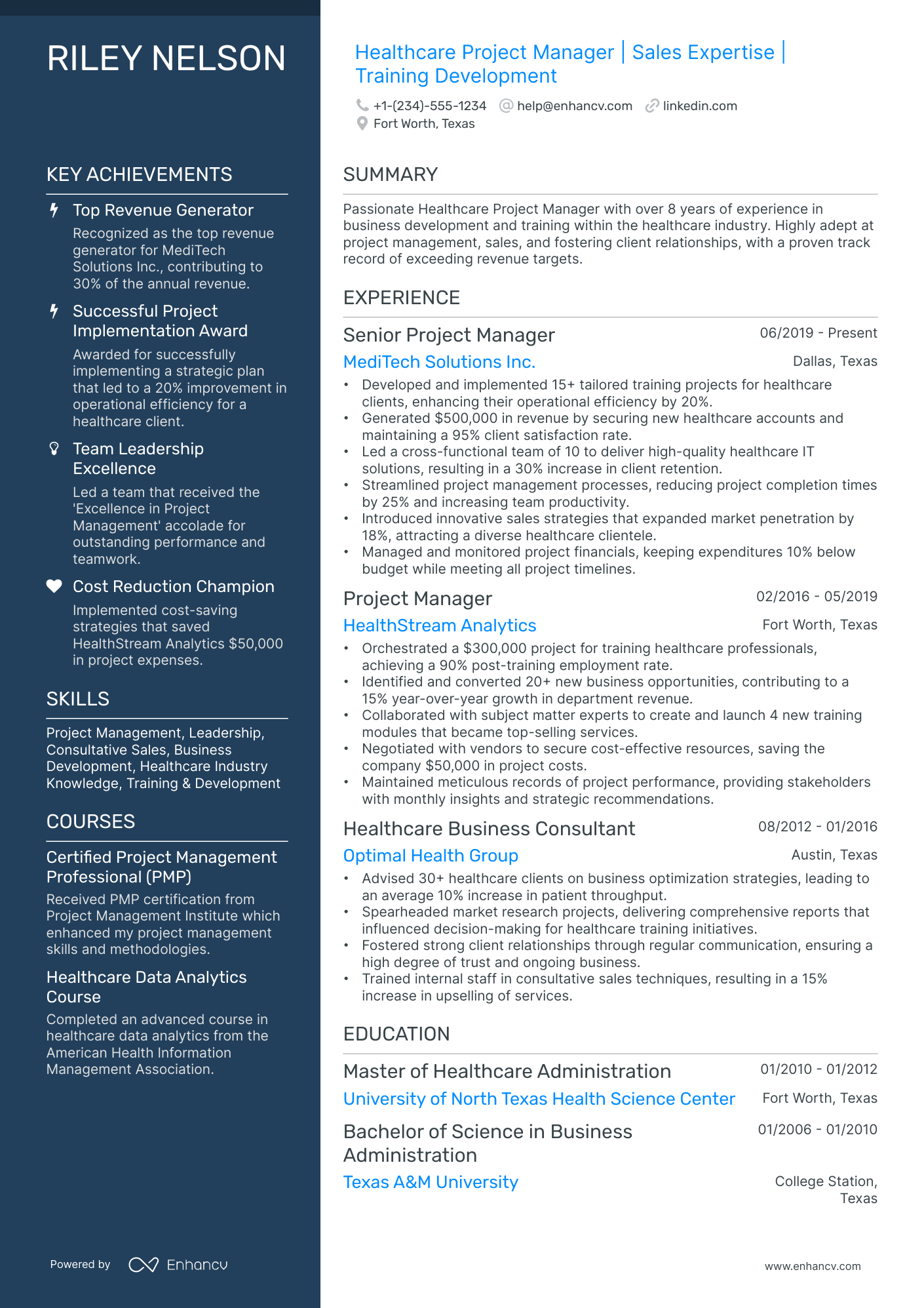 10 Healthcare Project Manager Resume Examples & Guide for 2025