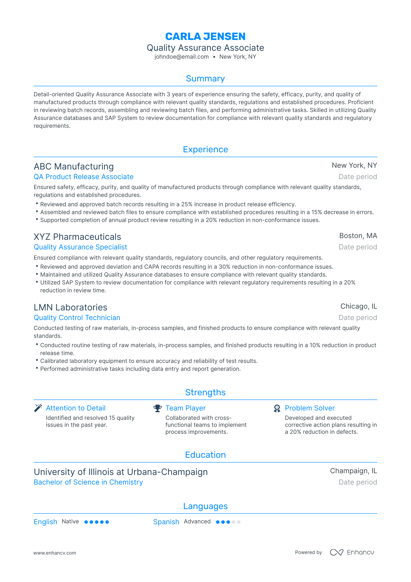 5 Quality Assurance Associate Resume Examples & Guide for 2024