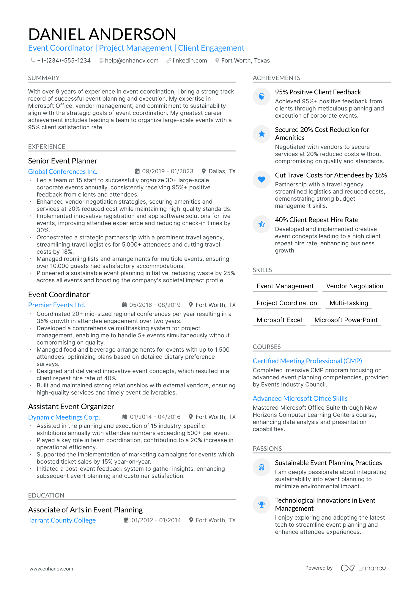 5 Event Coordinator Resume Examples & Guide for 2024