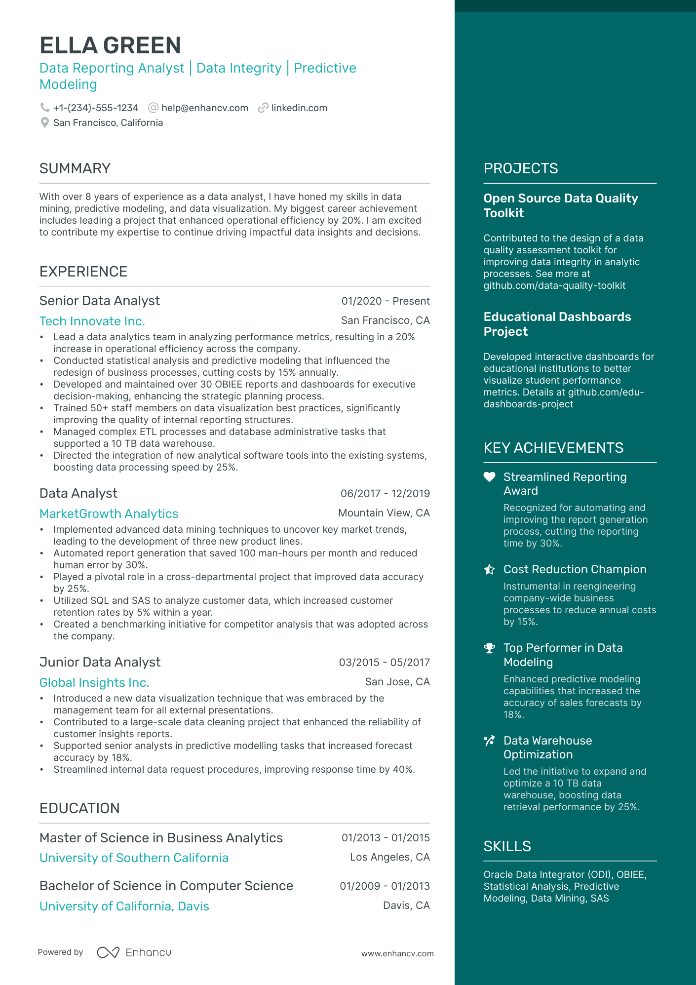 10 Data Reporting Analyst Resume Examples & Guide for 2025