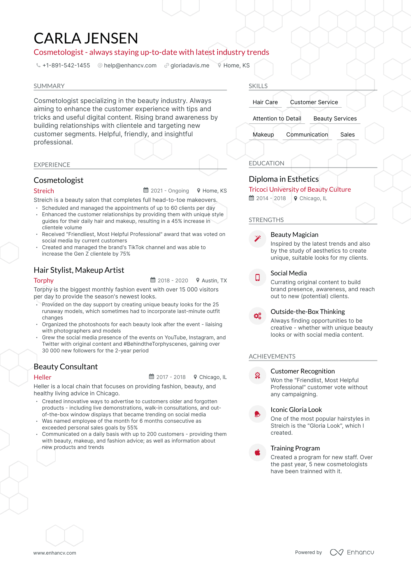 Cosmetologist Resume Examples & Guide for 2023 (Layout, Skills ...