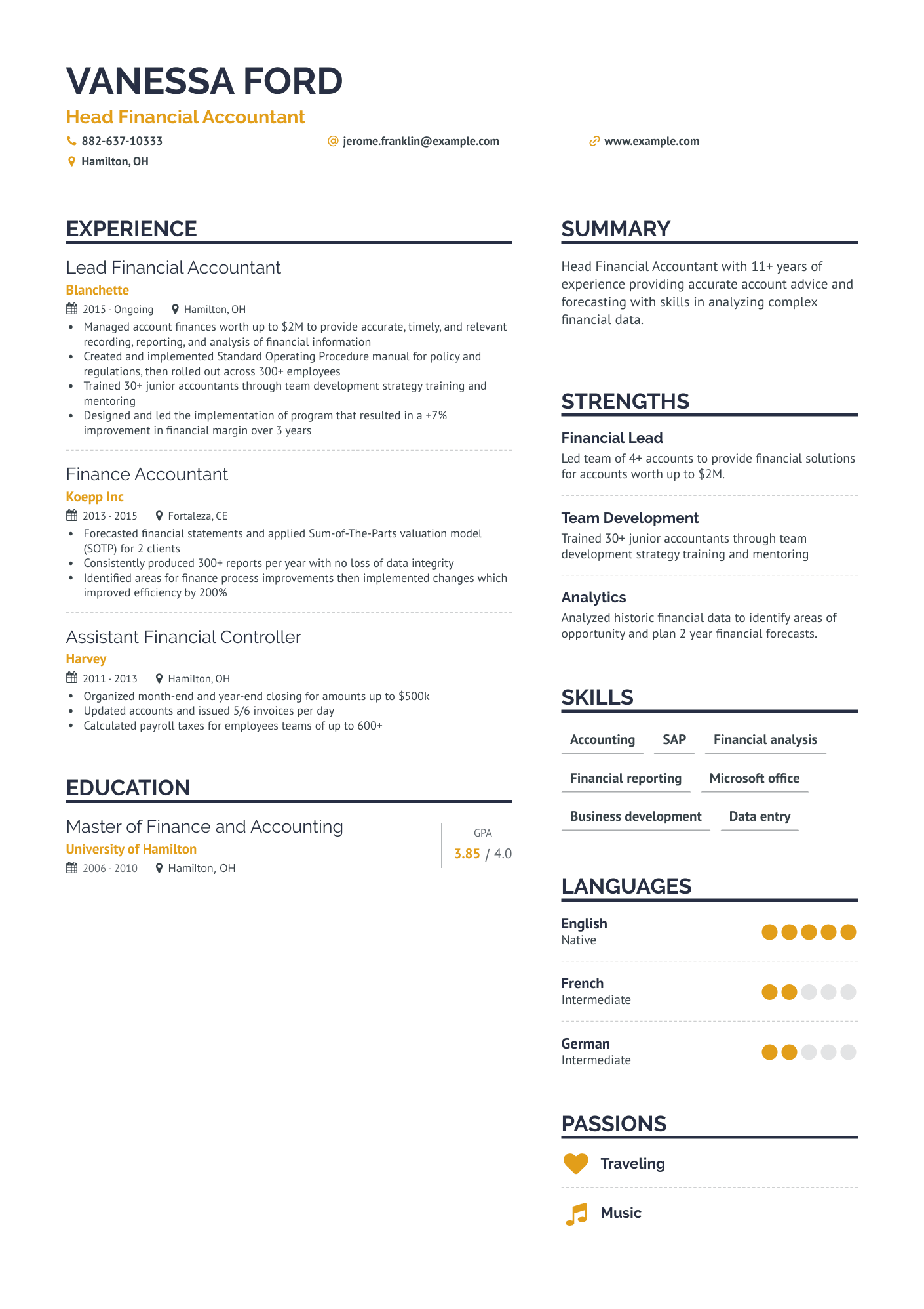 Finance Resume Examples & Guide for 2023 (Layout, Skills, Keywords ...