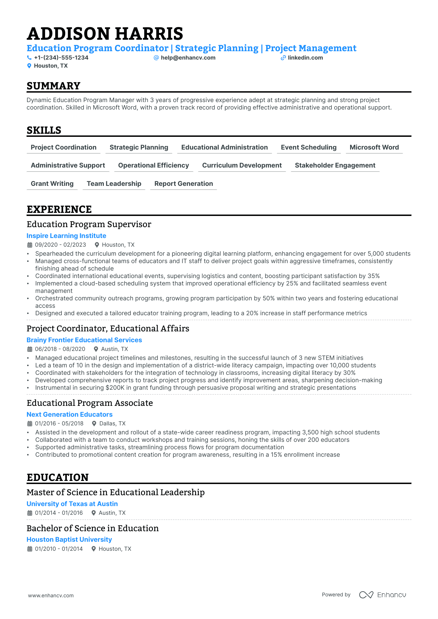 5 Education Program Manager Resume Examples & Guide for 2024