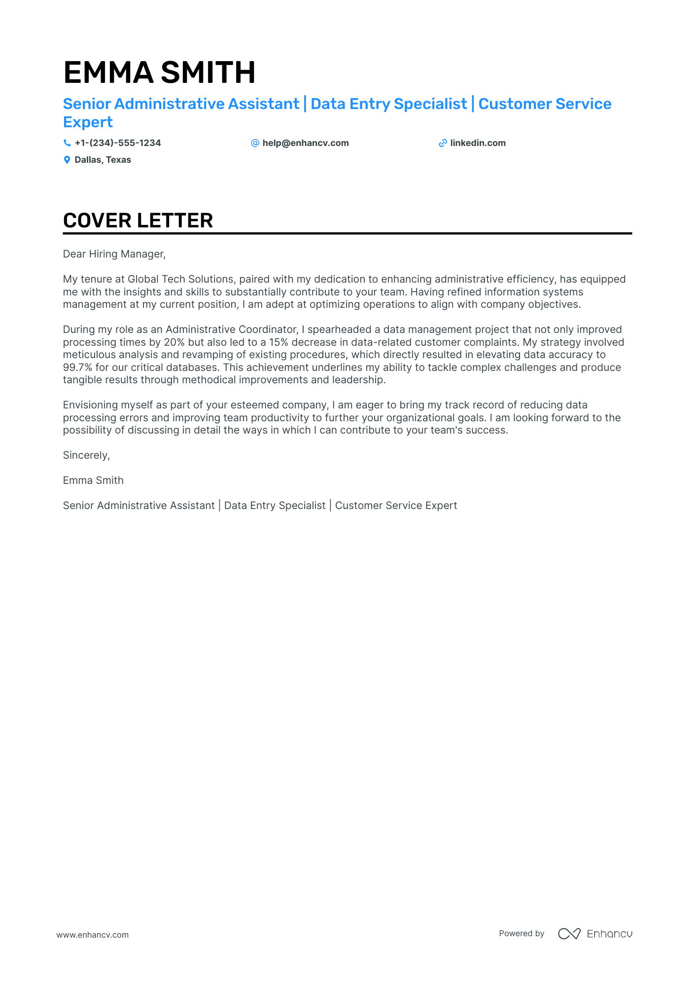 9 Professional Data Entry Cover Letter Examples and Template for 2026 ...