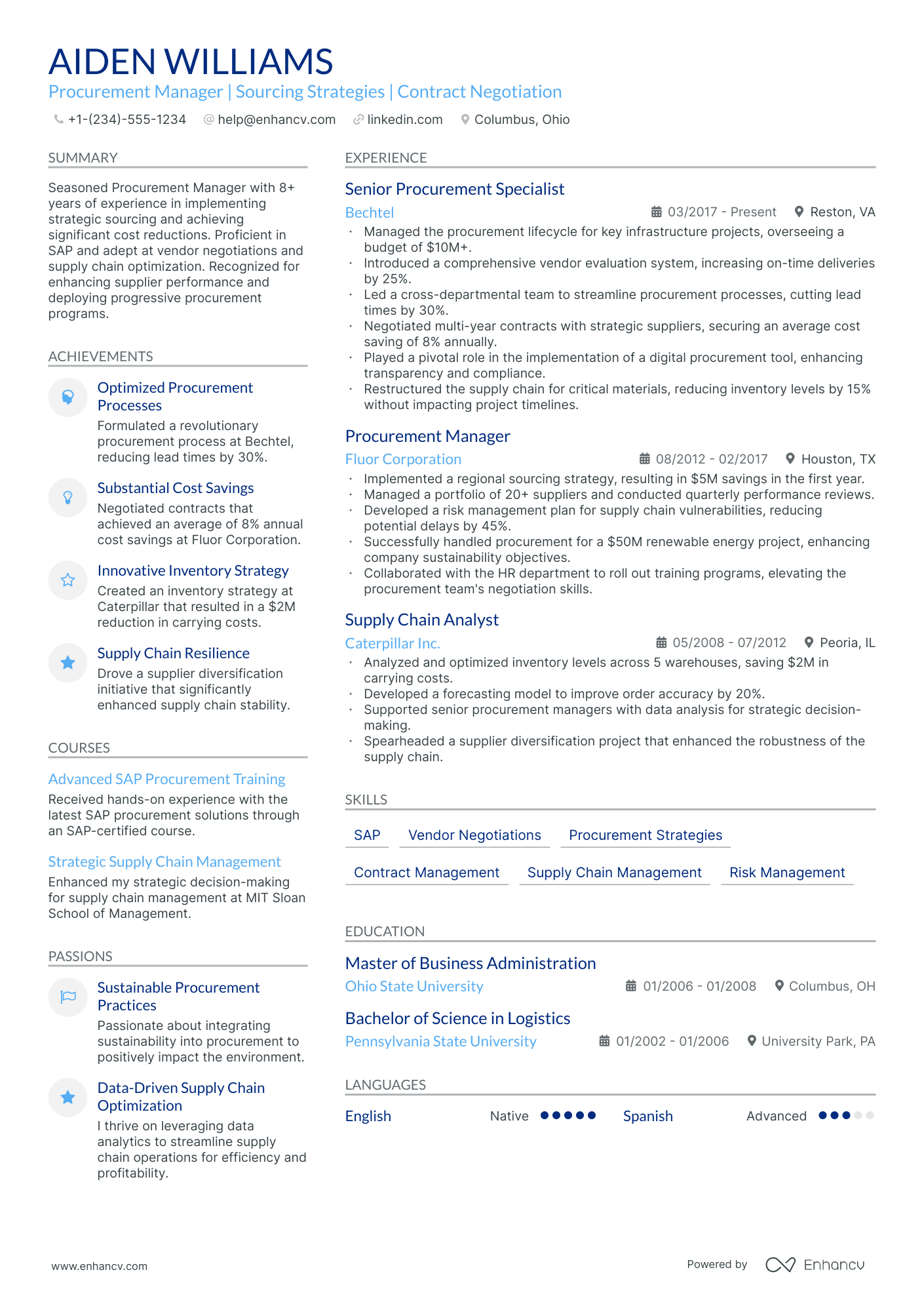 5 Procurement Manager Resume Examples & Guide for 2024