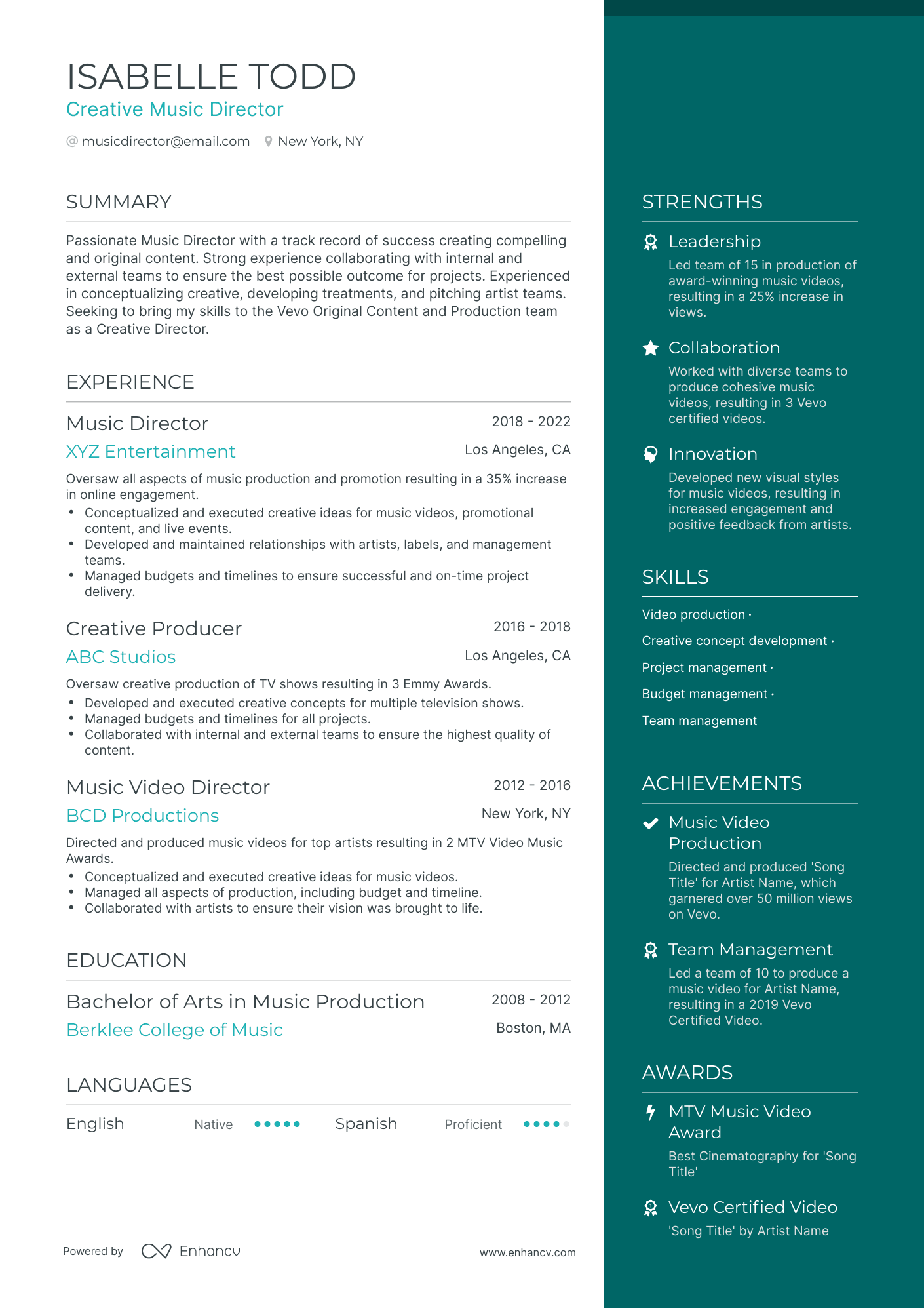 5 Music Director Resume Examples & Guide for 2024