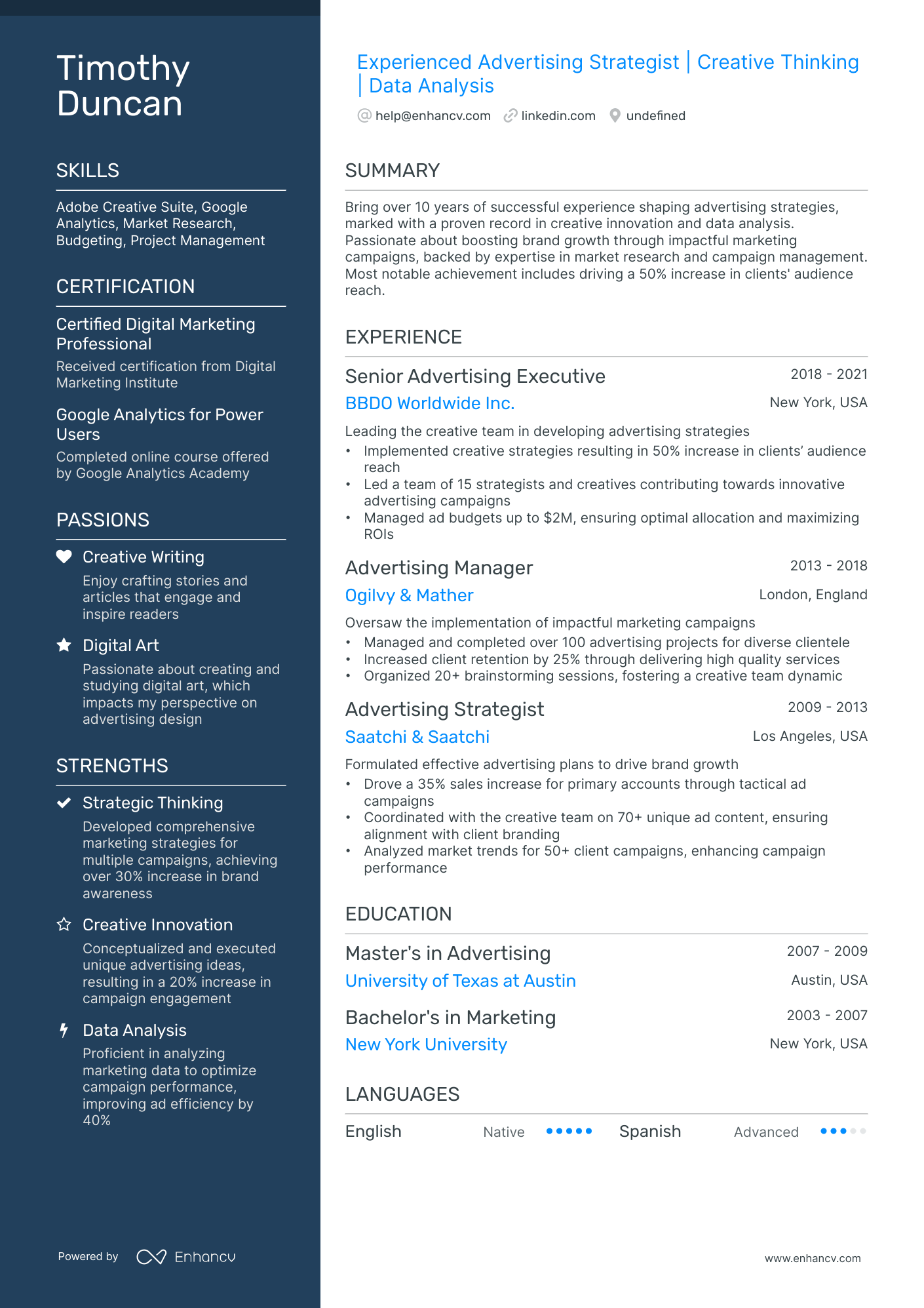 10 Advertising Agency Resume Examples & Guide for 2026