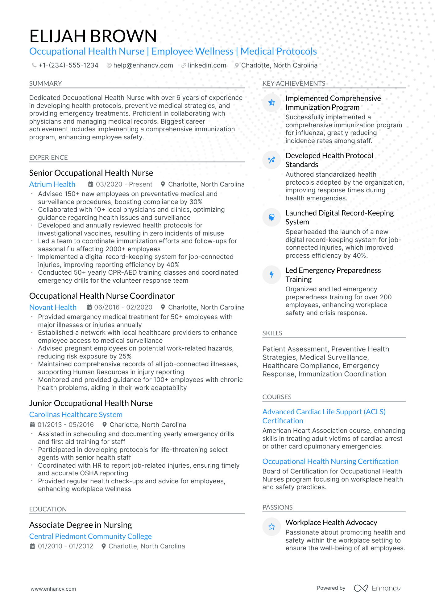 10 Occupational Health Nurse Resume Examples & Guide for 2026
