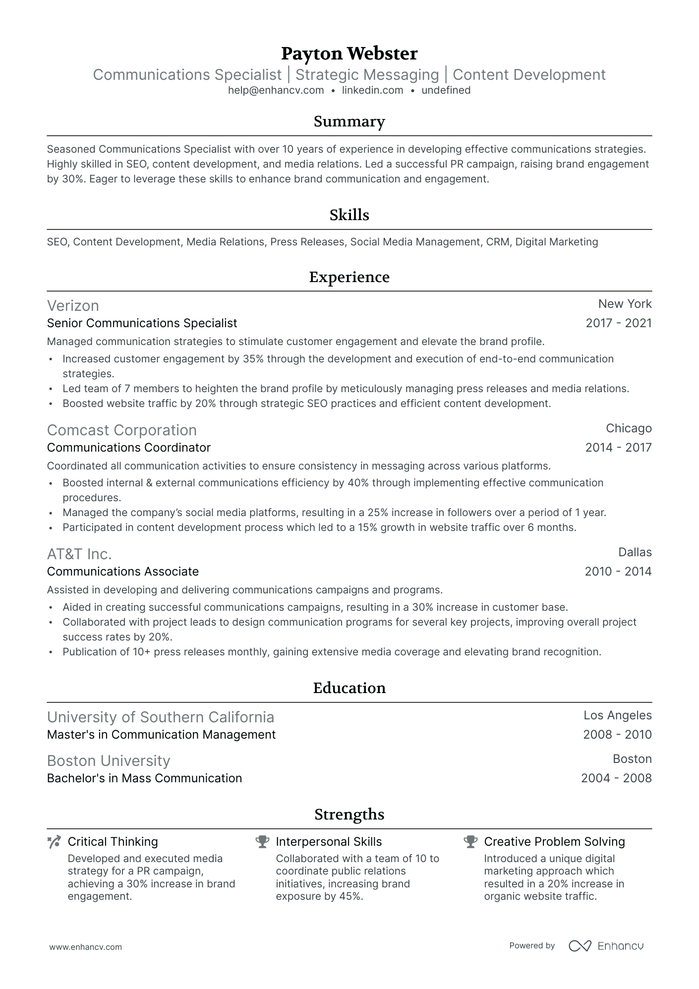10 Communications Specialist Resume Examples & Guide for 2025