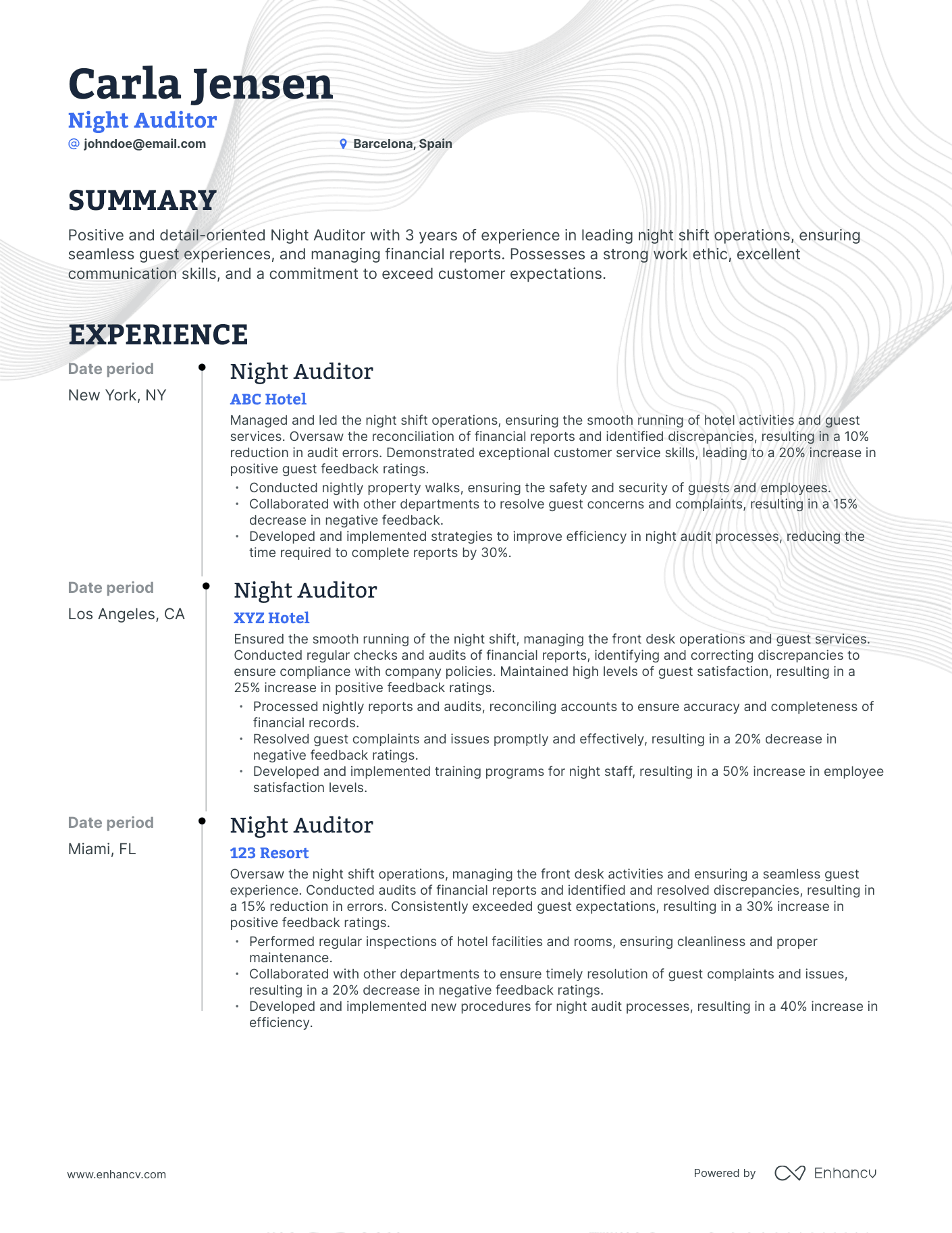 5 Night Auditor Resume Examples & Guide for 2024