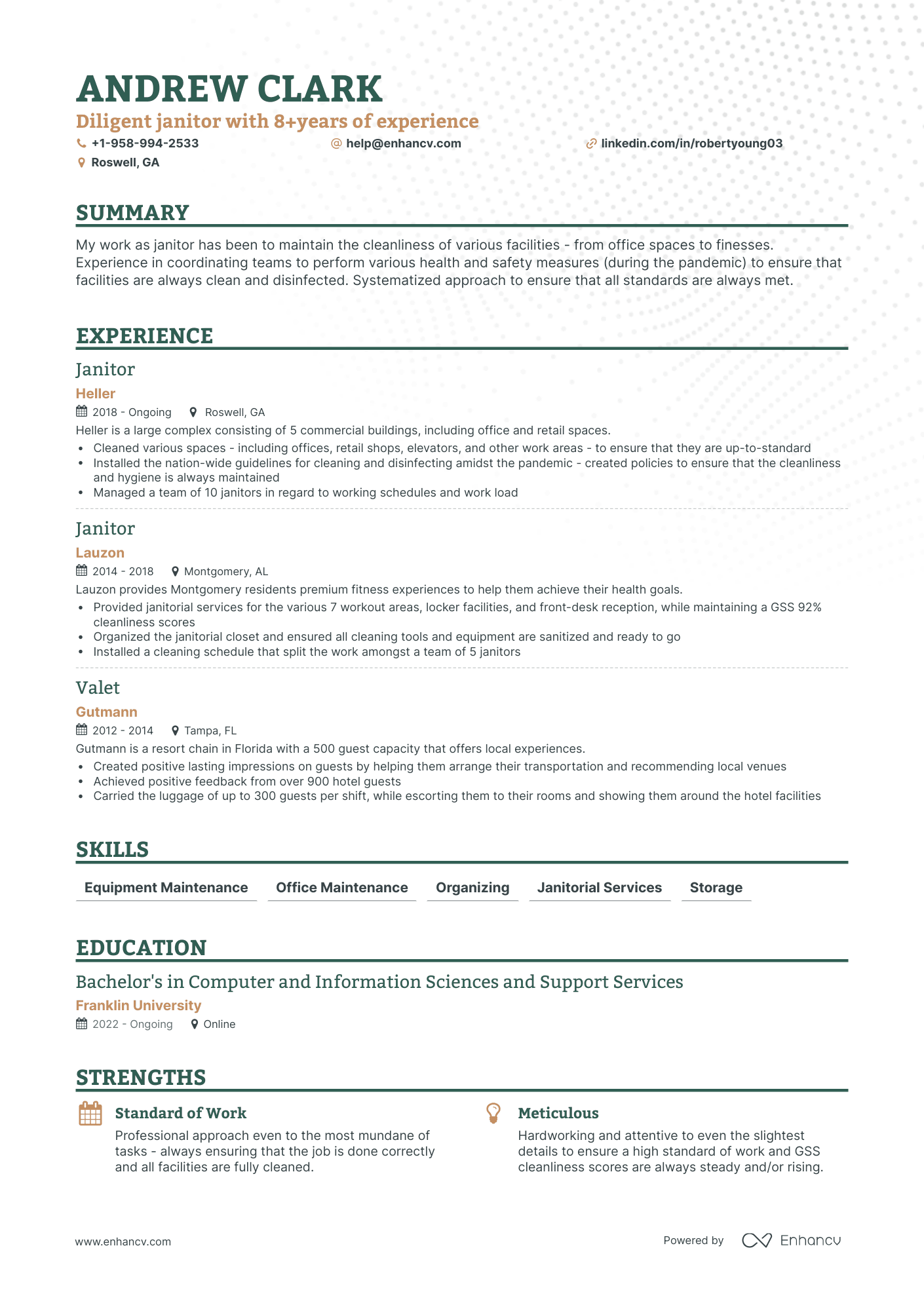 Janitor Resume Examples & Guide for 2023 (Layout, Skills, Keywords ...