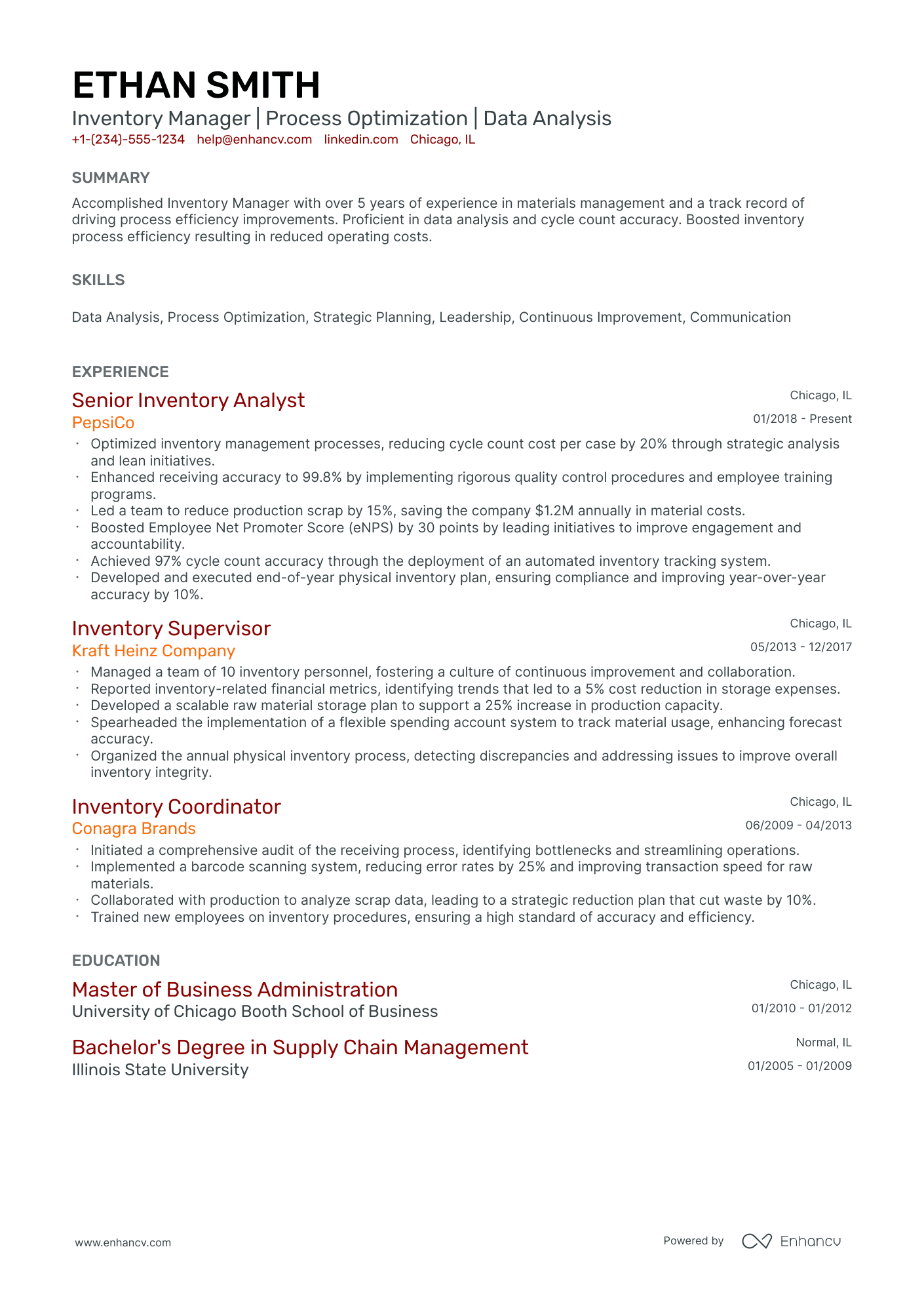 10 Inventory Manager Resume Examples & Guide for 2025