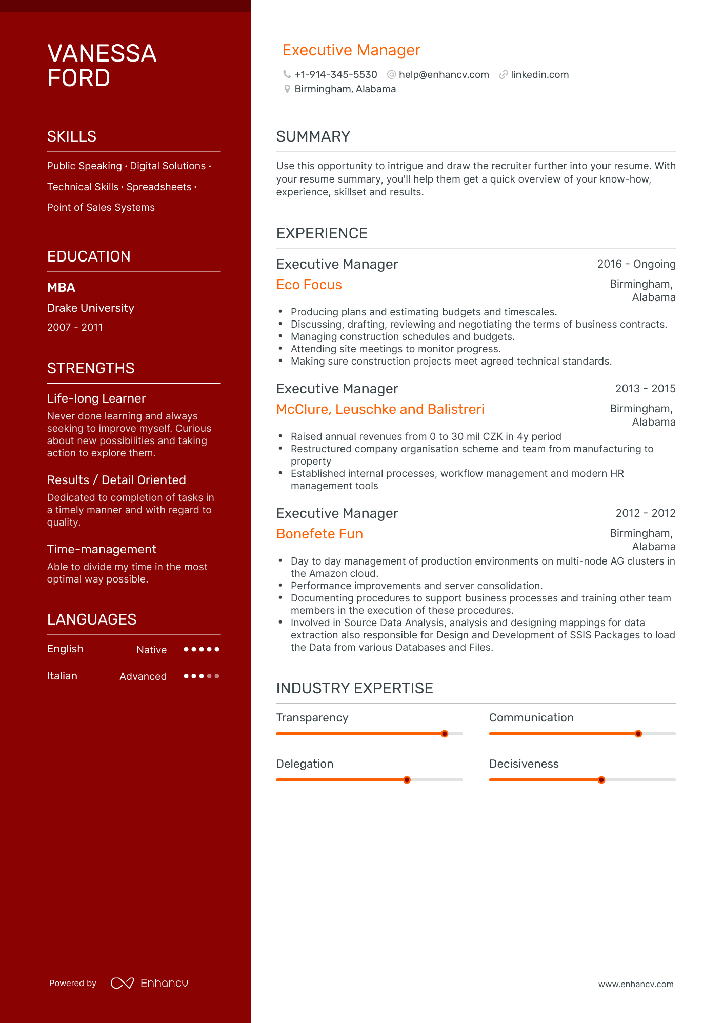 Executive Manager Resume Examples & Guide for 2023 (Layout, Skills ...