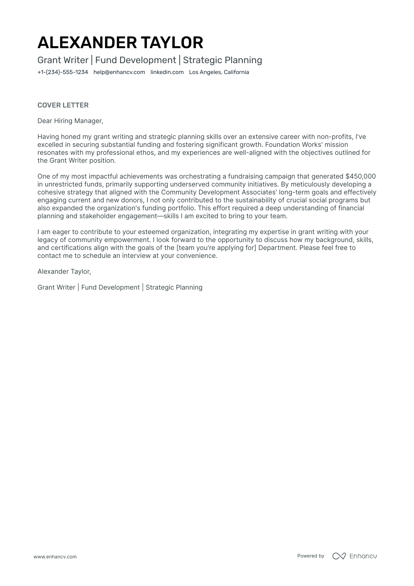 7 Professional Writer Cover Letter Examples and Template for 2026 | Enhancv