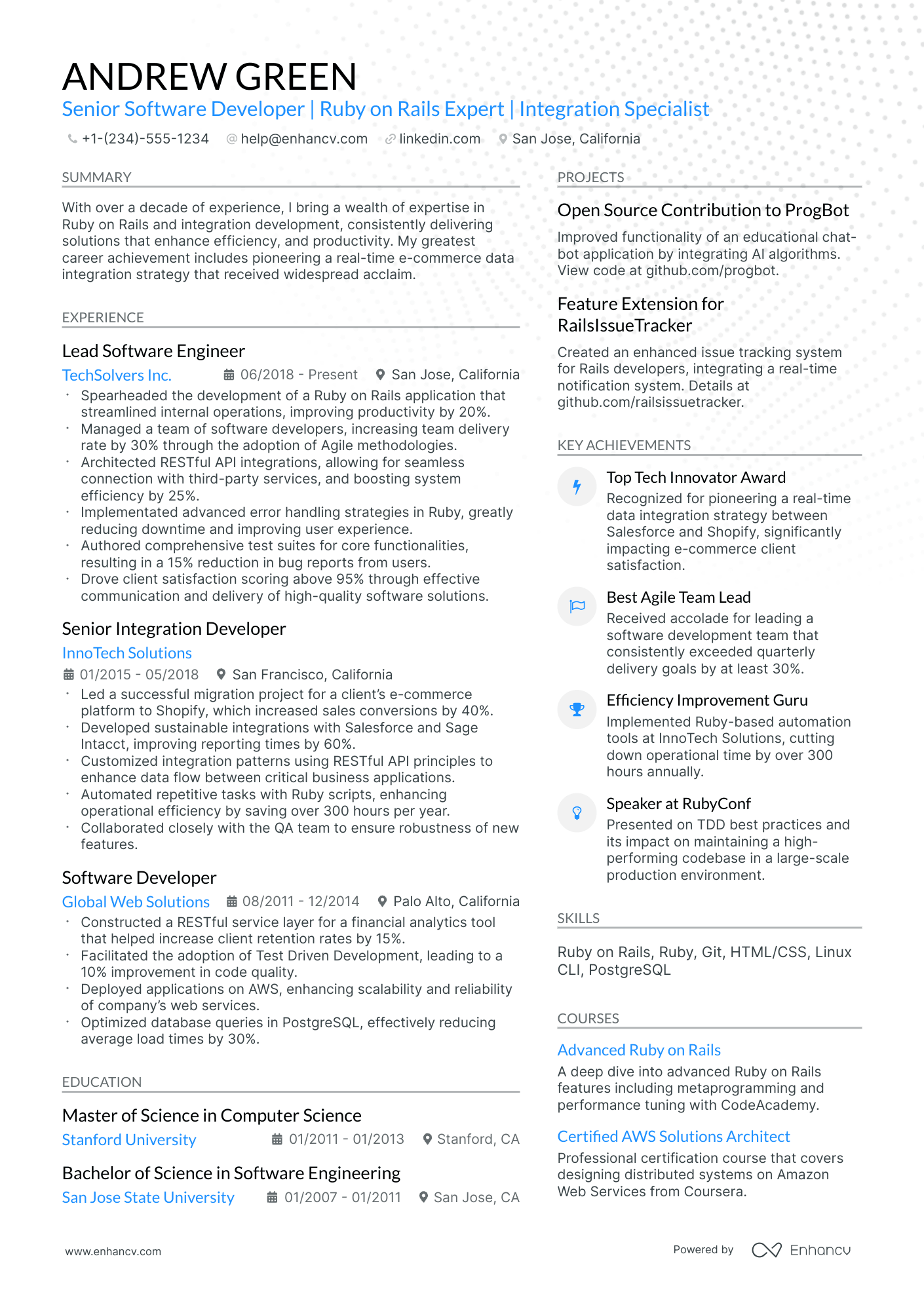 10 Ruby On Rails Developer Resume Examples & Guide for 2026