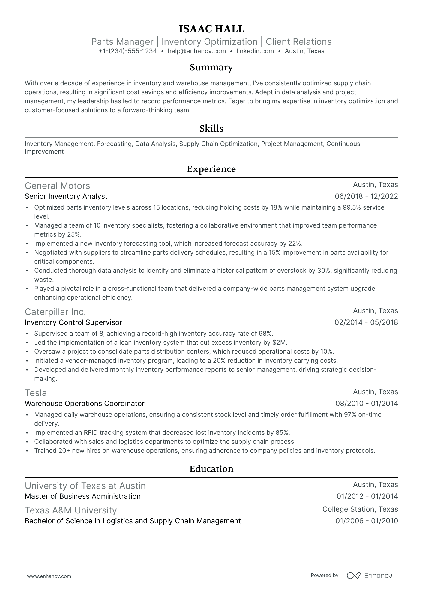 10 Parts Manager Resume Examples & Guide for 2026