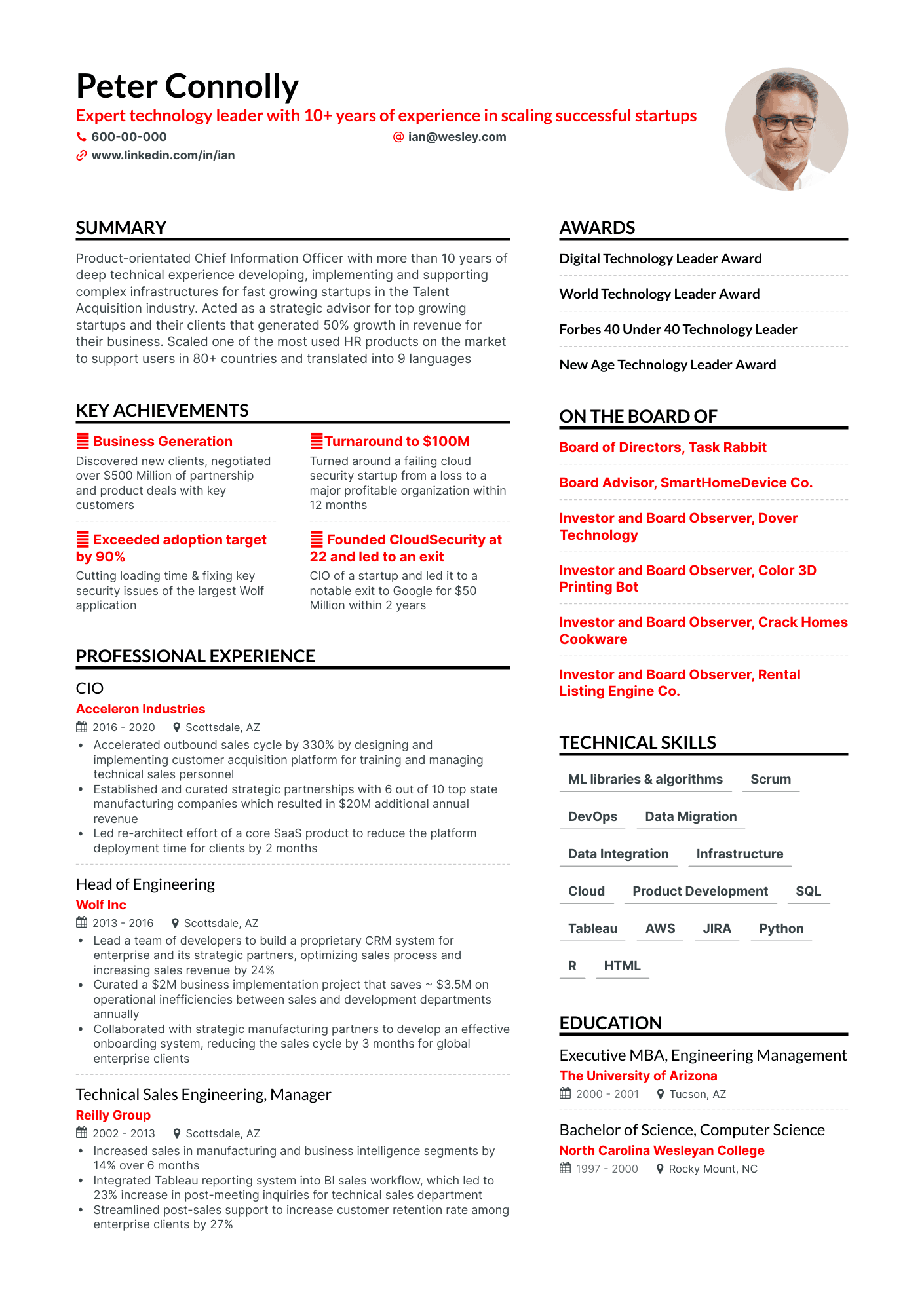 5 Chief Information Officer (CIO) Resume Examples & Guide for 2023