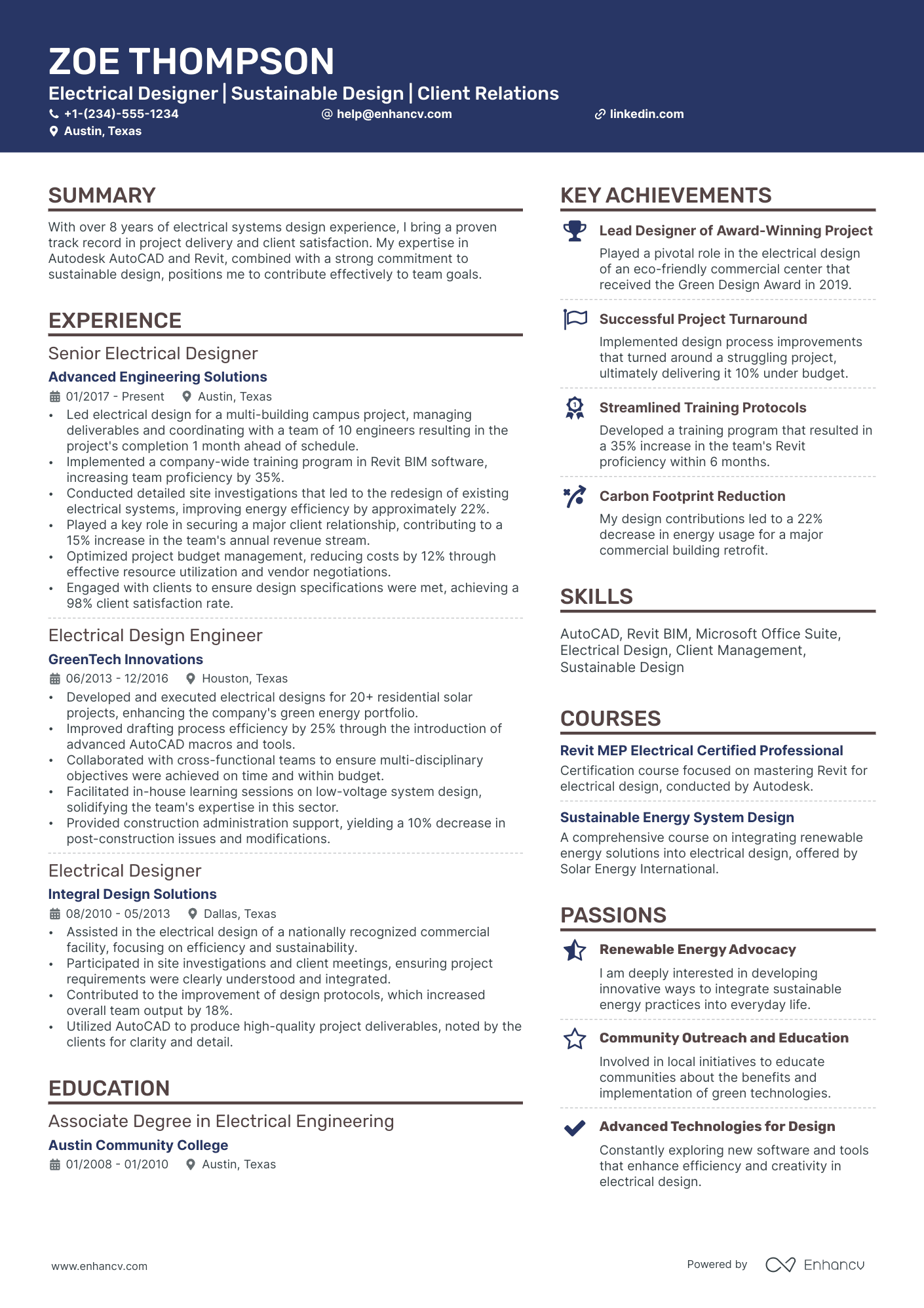 10 Electrical Designer Resume Examples & Guide for 2026