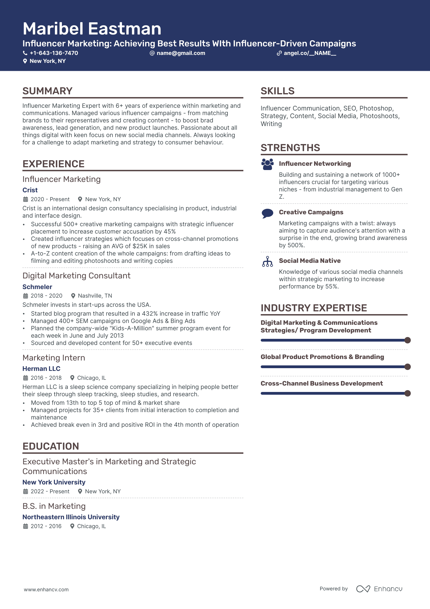 10 Influencer Marketing Resume Examples & Guide for 2025