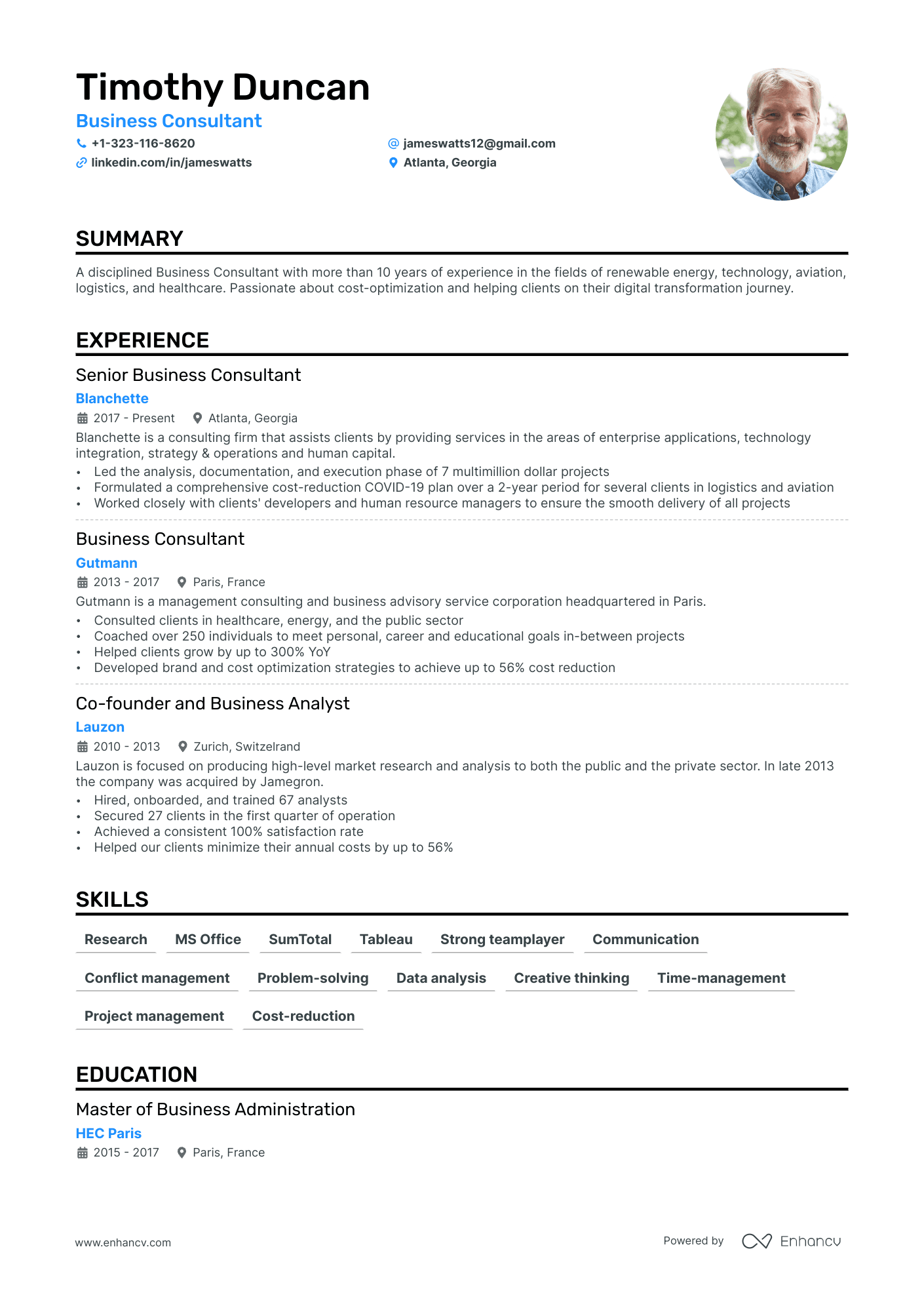 5 Business Consultant Resume Examples & Guide for 2024