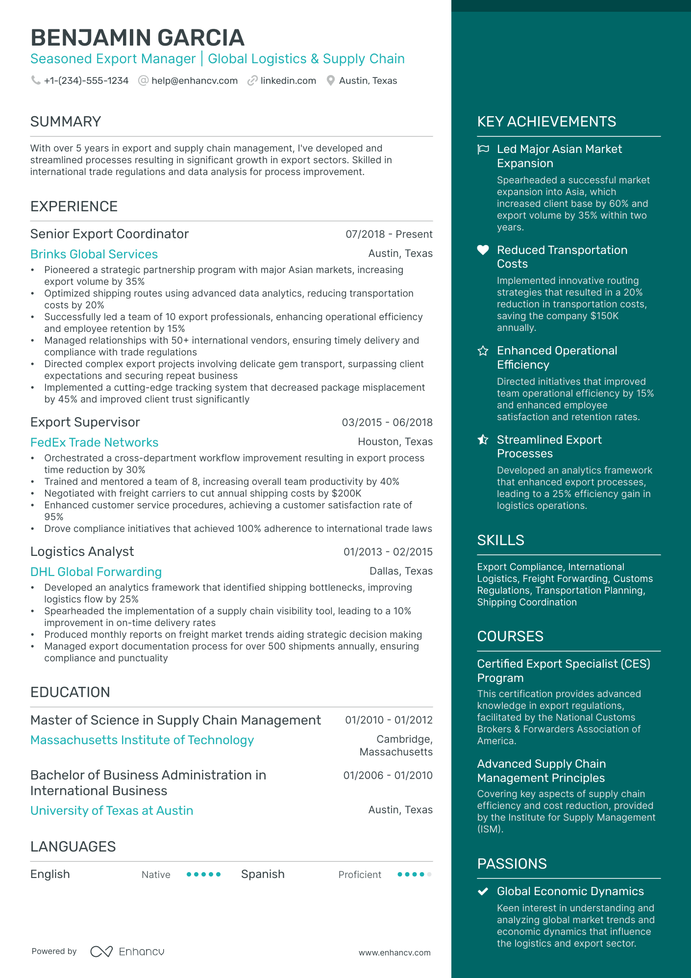 10 Export Manager Resume Examples & Guide for 2026