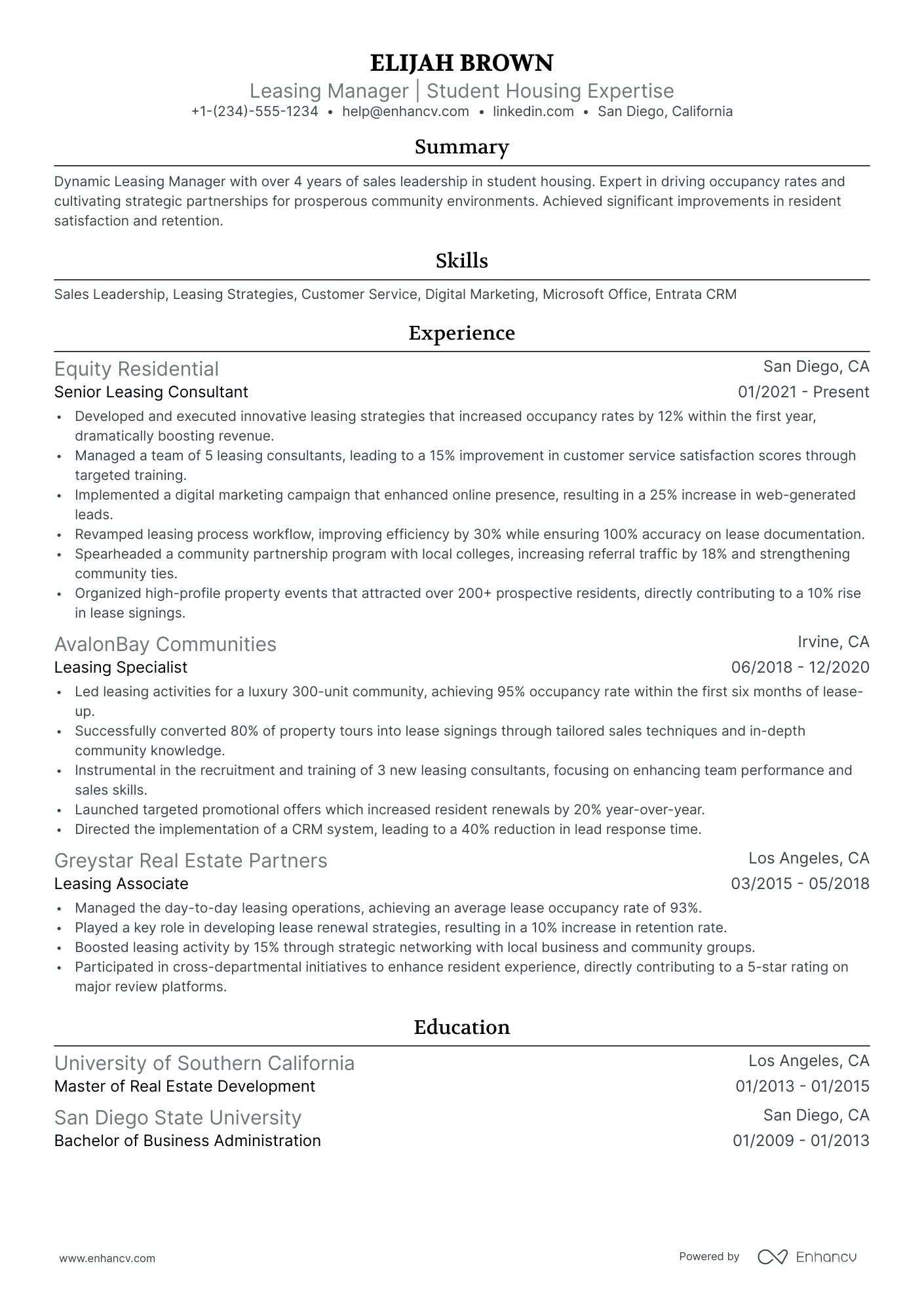 10 Leasing Manager Resume Examples & Guide for 2026