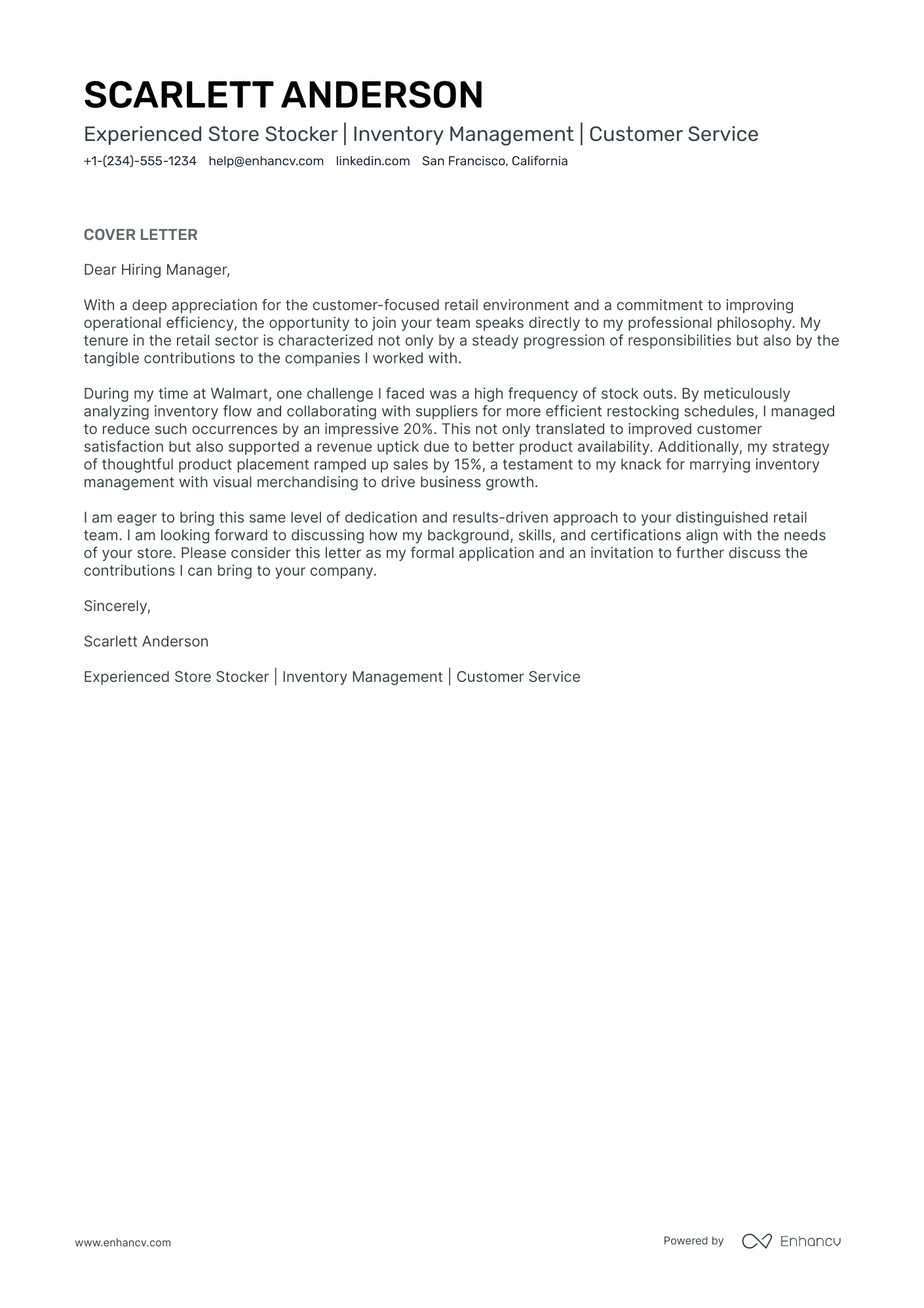 7 Professional Stocker Cover Letter Examples and Template for 2024 ...