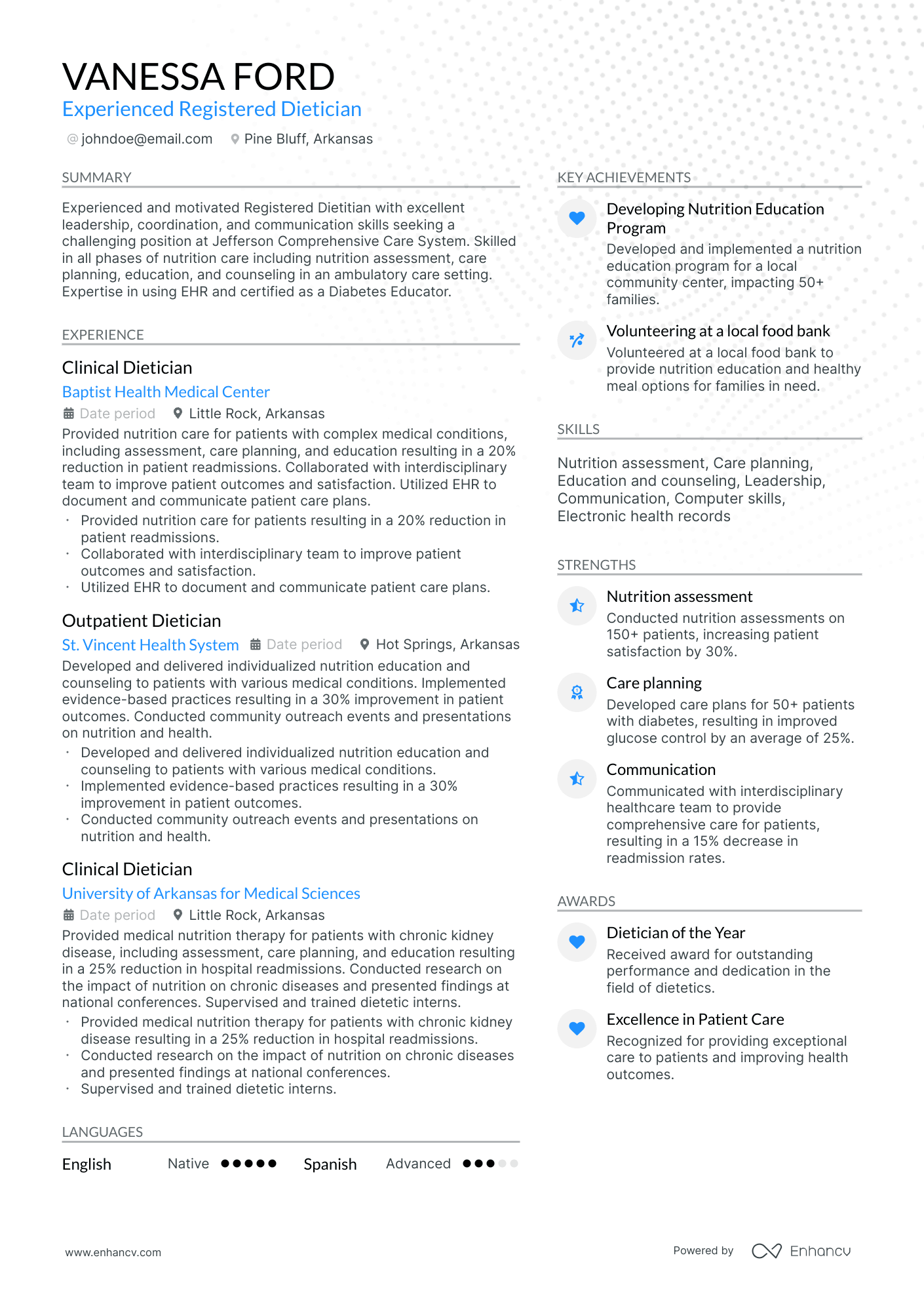 10 Dietician Resume Examples & Guide for 2026