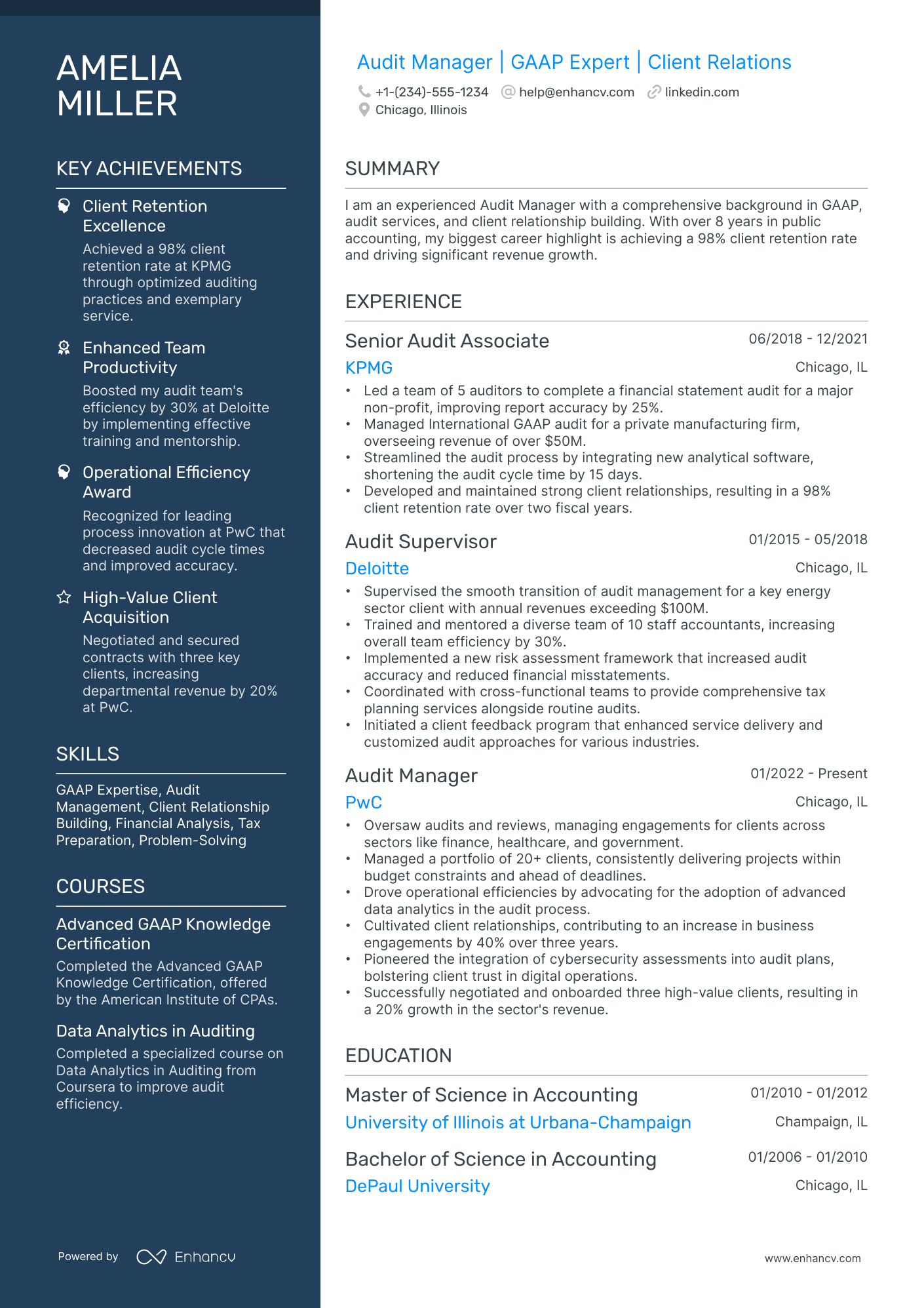 10 Audit Manager Resume Examples & Guide for 2026