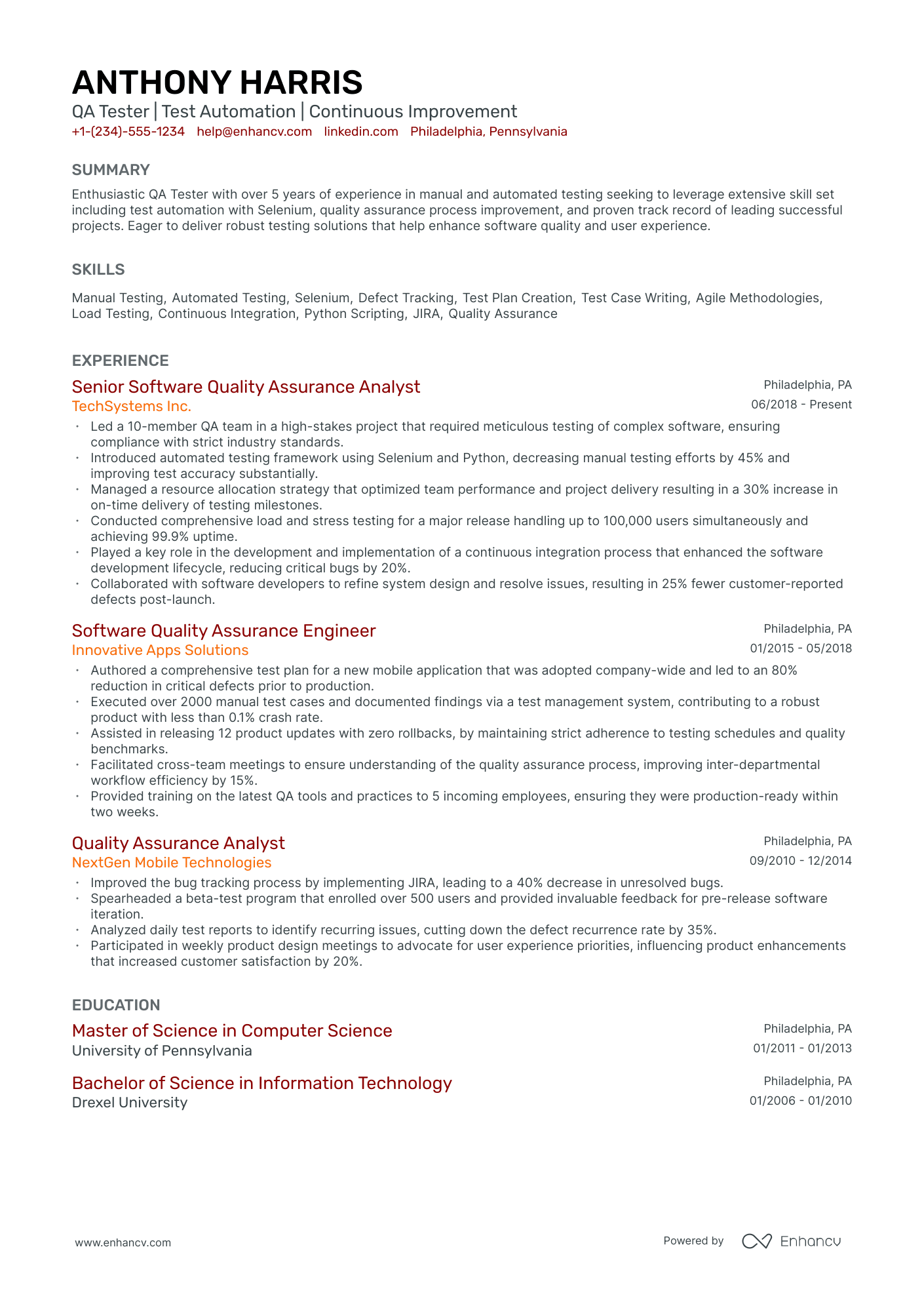 5 Software Tester Resume Examples & Guide for 2024